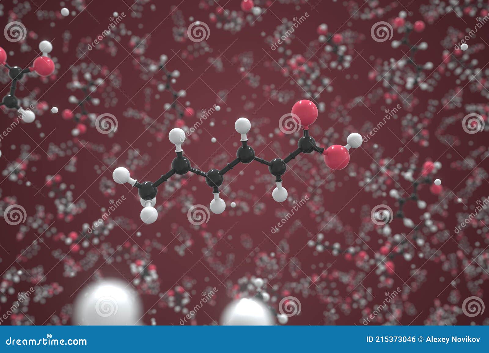 Sorbic Acid Molecule, Scientific Molecular Model, 3d Rendering Stock ...