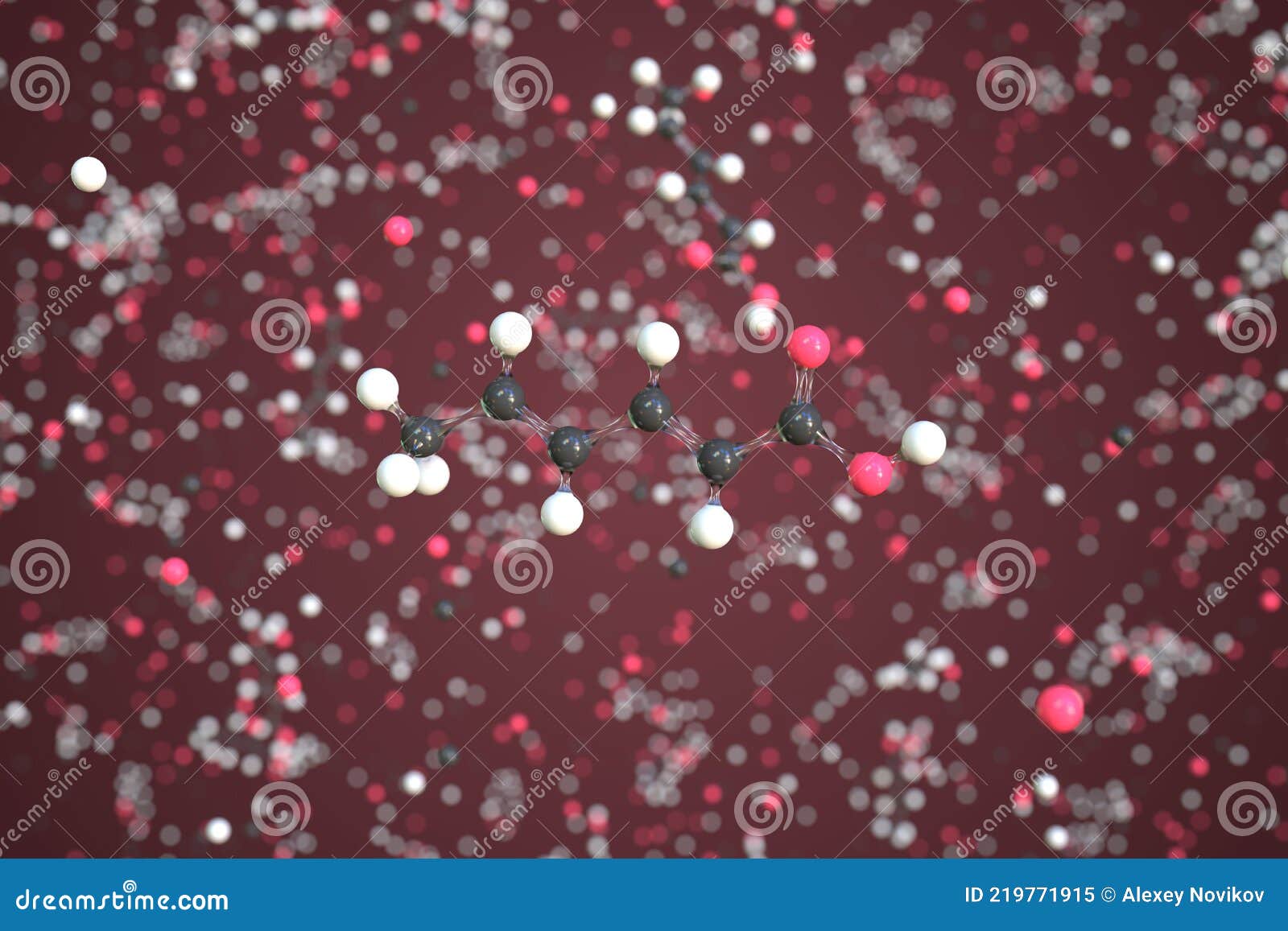 Sorbic Acid Molecule, Scientific Molecular Model, 3d Rendering Stock ...