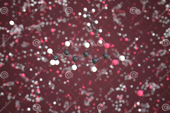 Sorbic Acid Molecule, Scientific Molecular Model, 3d Rendering Stock ...