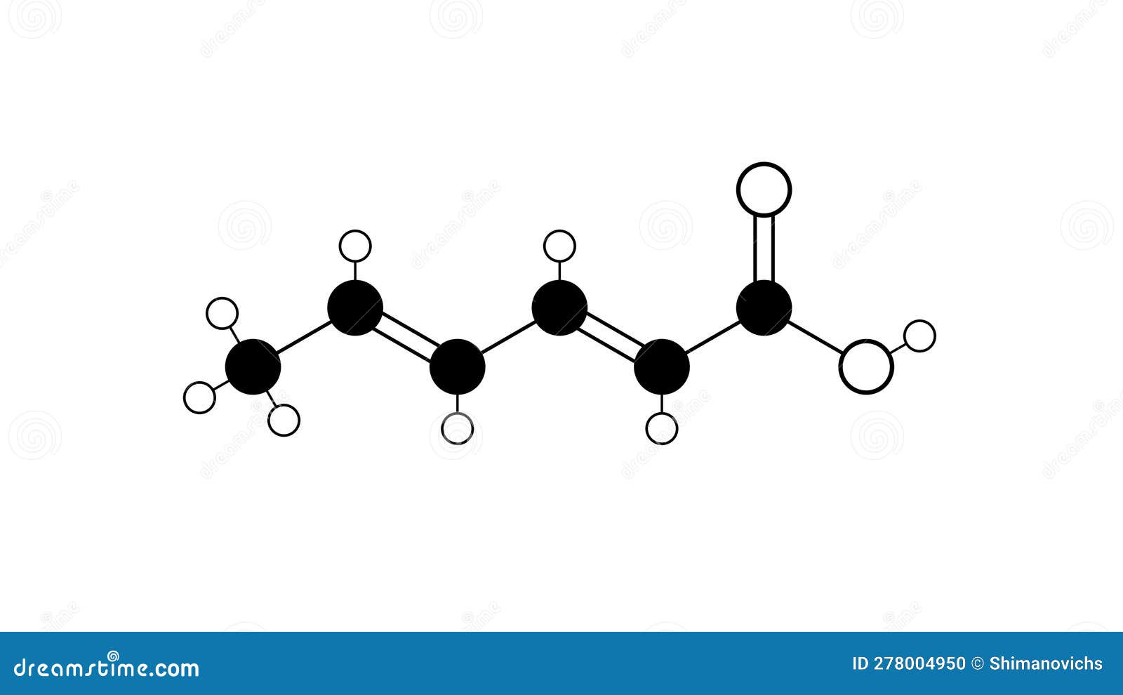 Sorbic Acid Molecule Structural Chemical Formula Ball And Stick Model Isolated Image Food