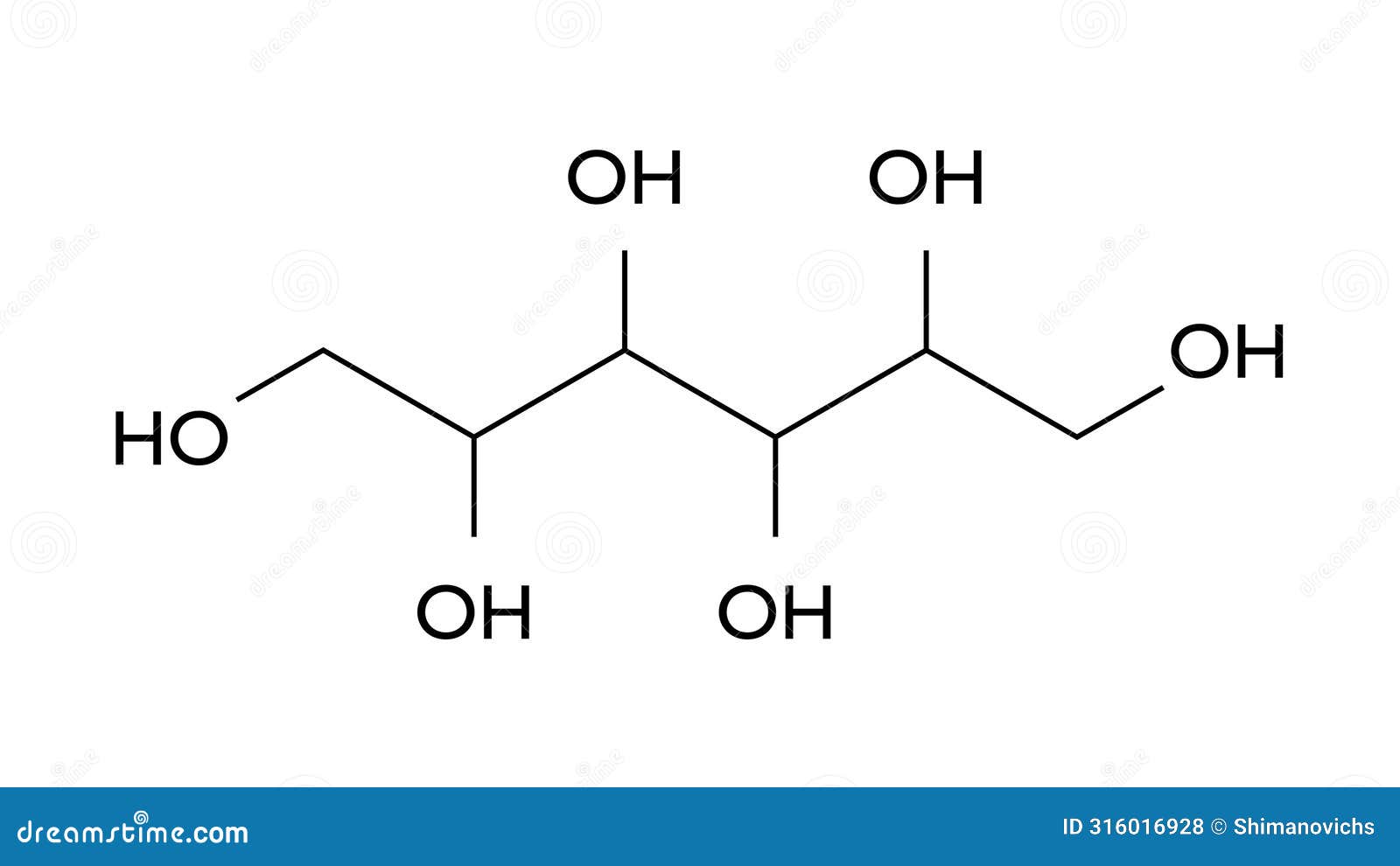 Sorbitol Molecule, Structural Chemical Formula, Ball-and-stick Model ...