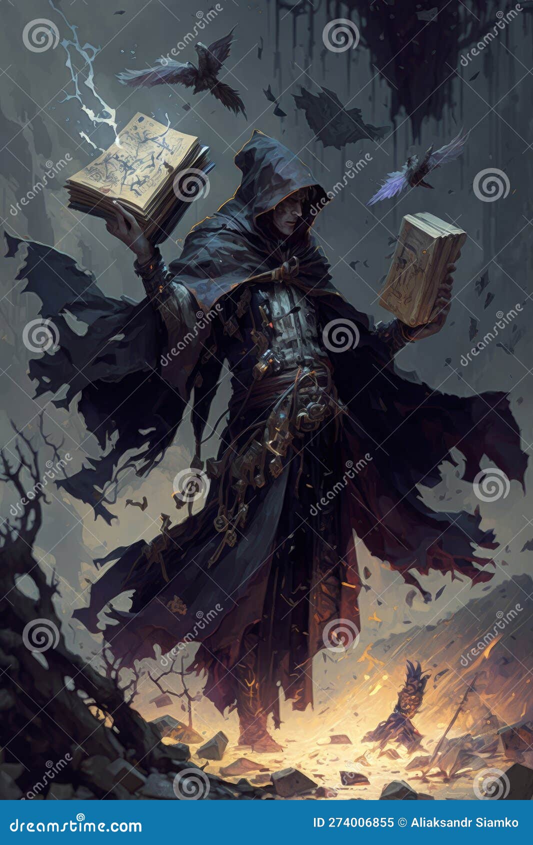 Dark Sorcerer With Fire Magic Stock Photography | CartoonDealer.com ...