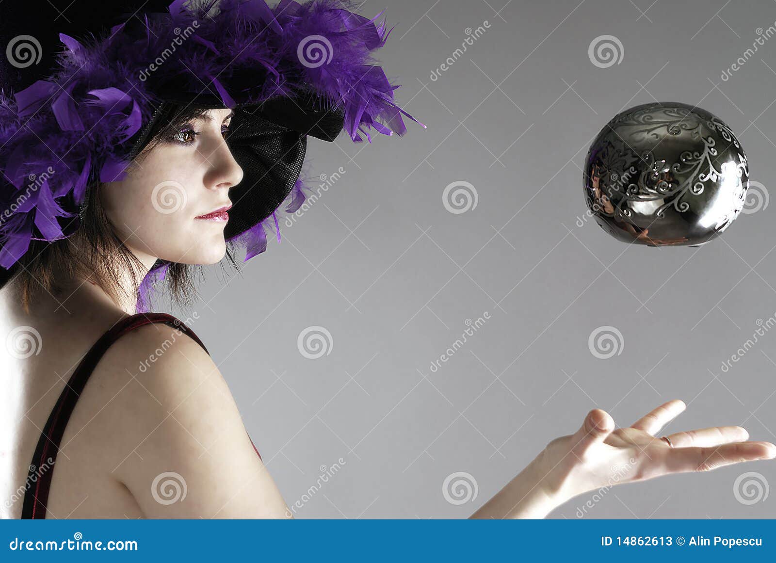 Sorceress Levitating a Silver Globe Stock Image - Image of sorceress ...