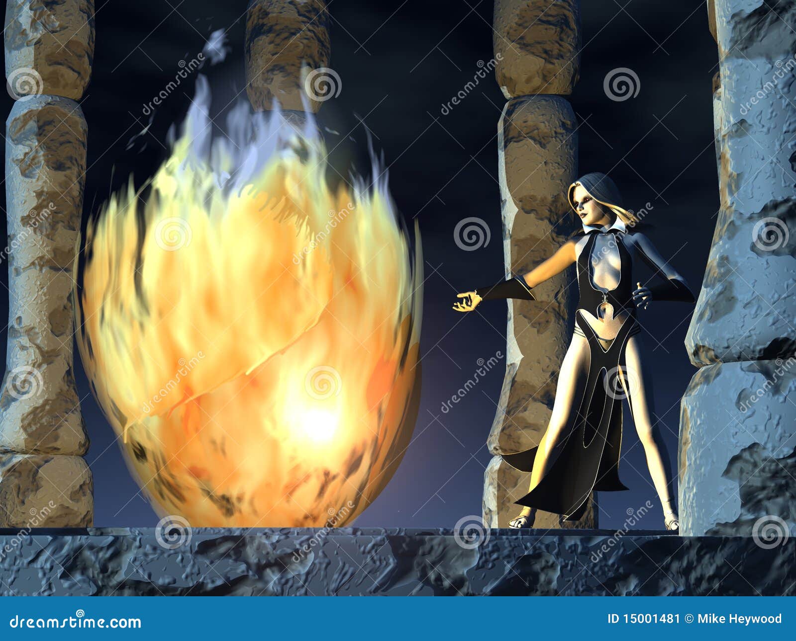 Sorceress Performing Incantation Stock Illustration - Illustration of ...