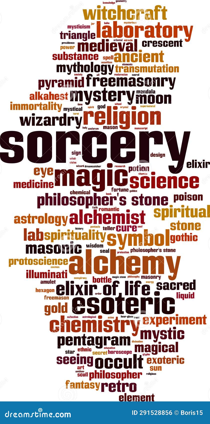 Sorcery word cloud stock illustration. Illustration of life - 291528856