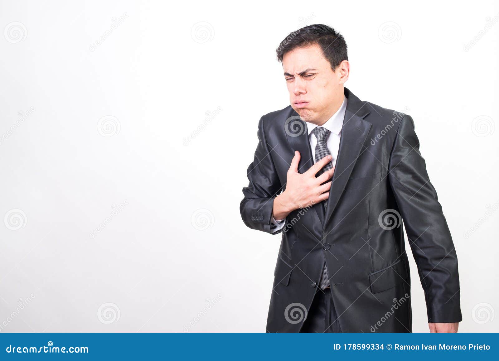 Sore man in suit stock photo. Image of isolated, professional - 178599334