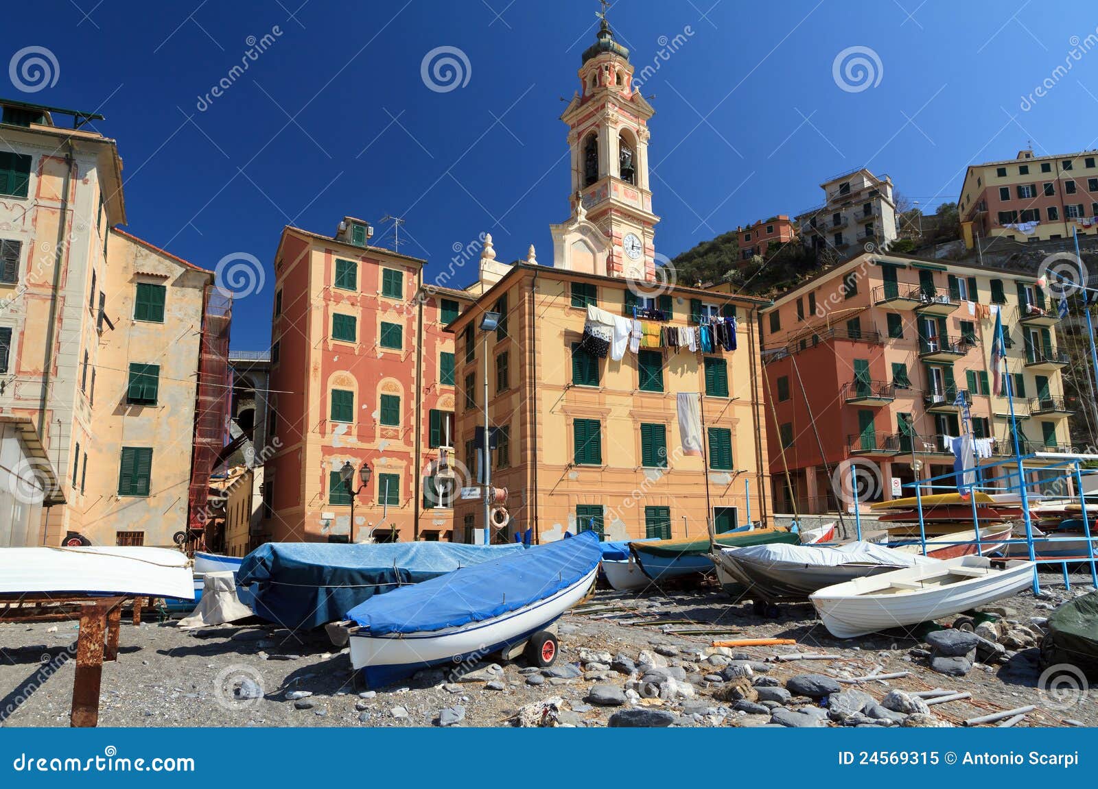 Sori, seafront stock image. Image of stone, liguria, beautiful - 24569315