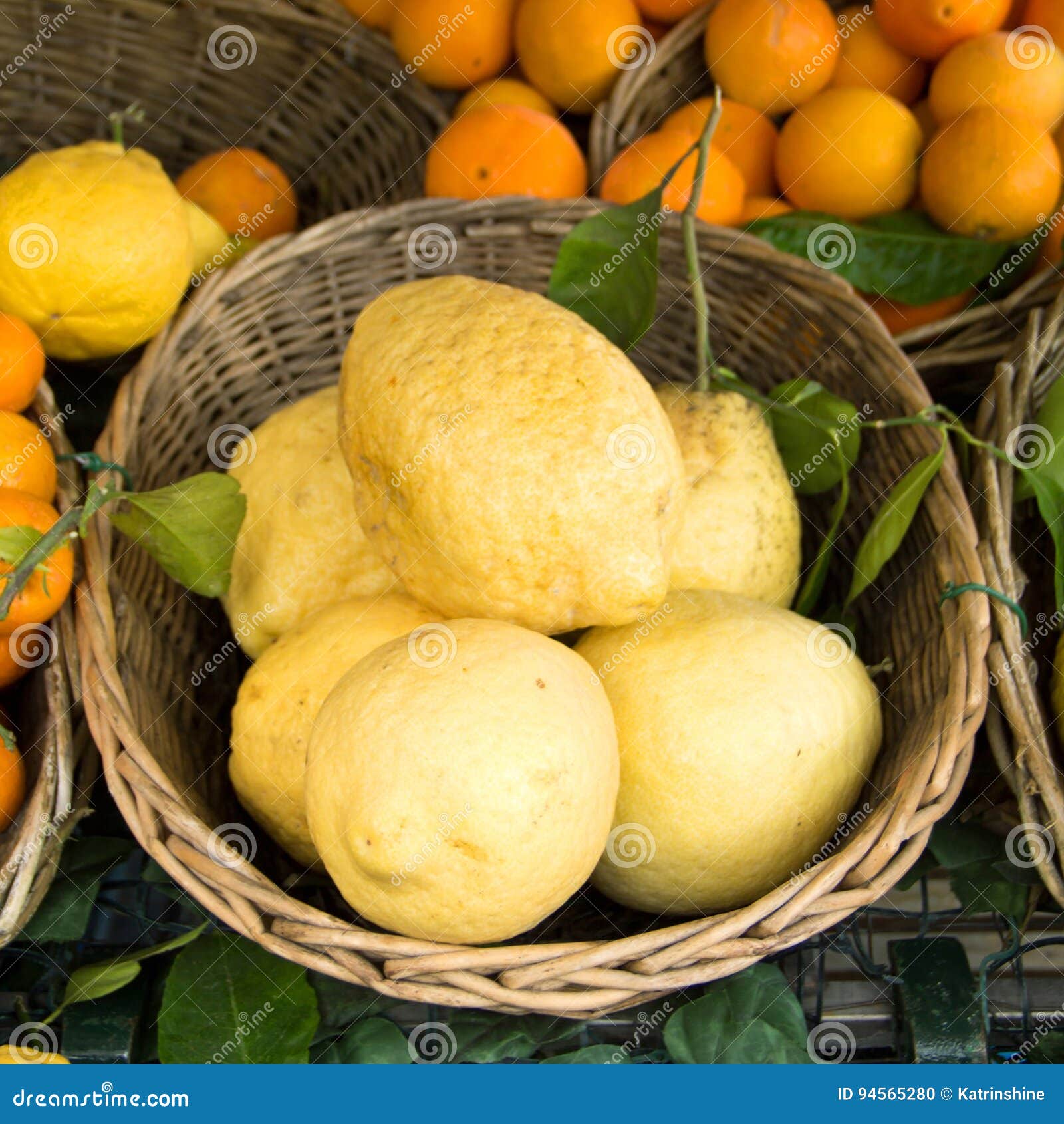 Sorrento Lemons on the Market Stock Photo - Image of nature ...