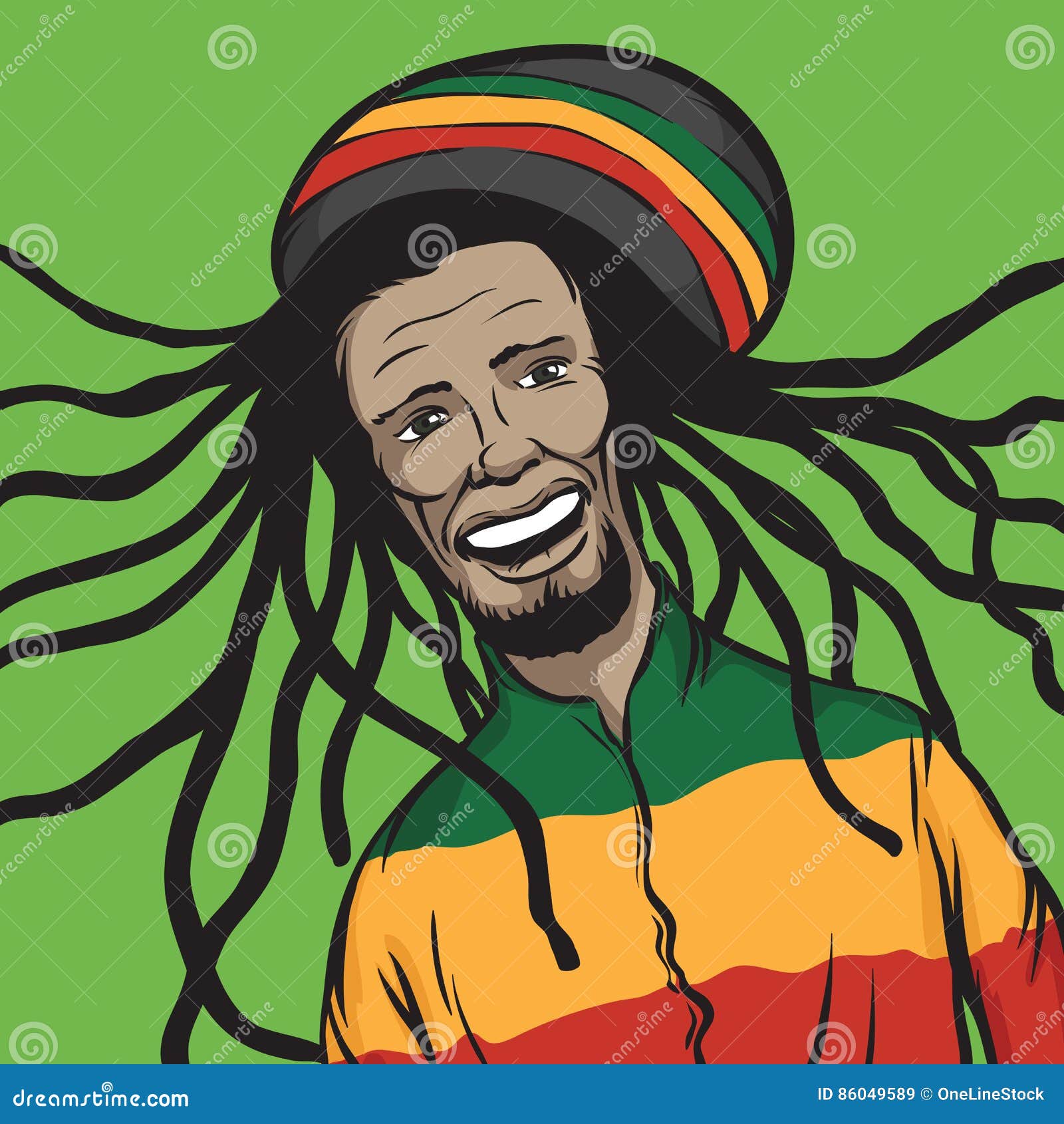 Sorriso do homem da reggae ilustração do vetor. Ilustração de étnico ...