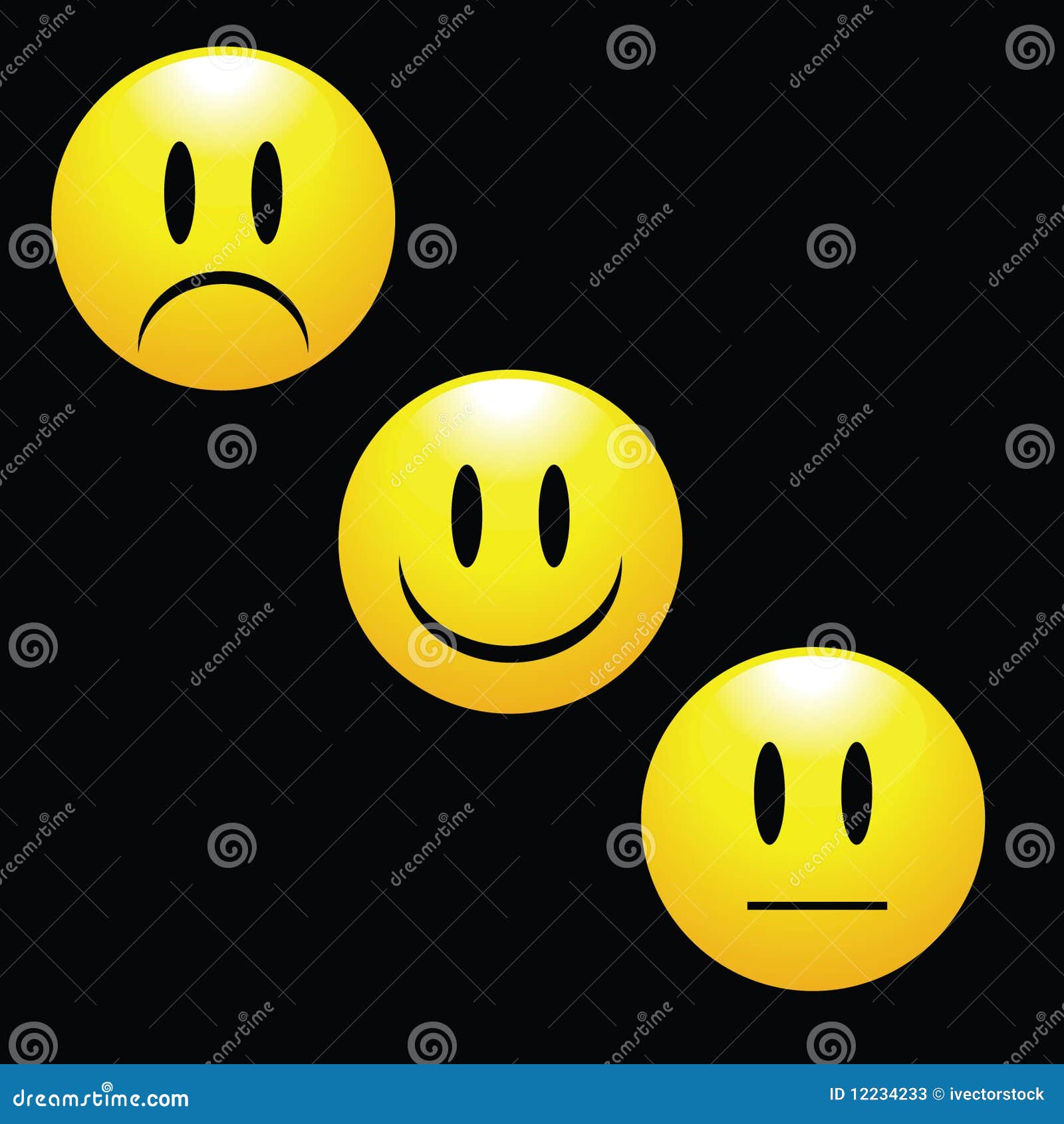 Sorriso Feliz E Emblema Triste Das Faces Ilustração do Vetor ...