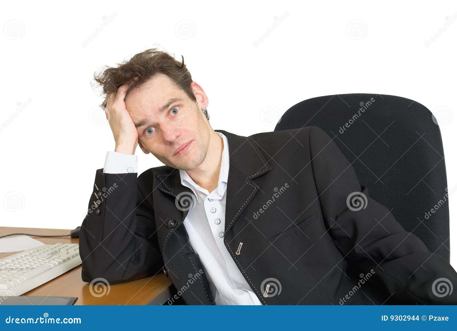 Sorrowful Businessman on a Workplace Stock Photo - Image of stress ...