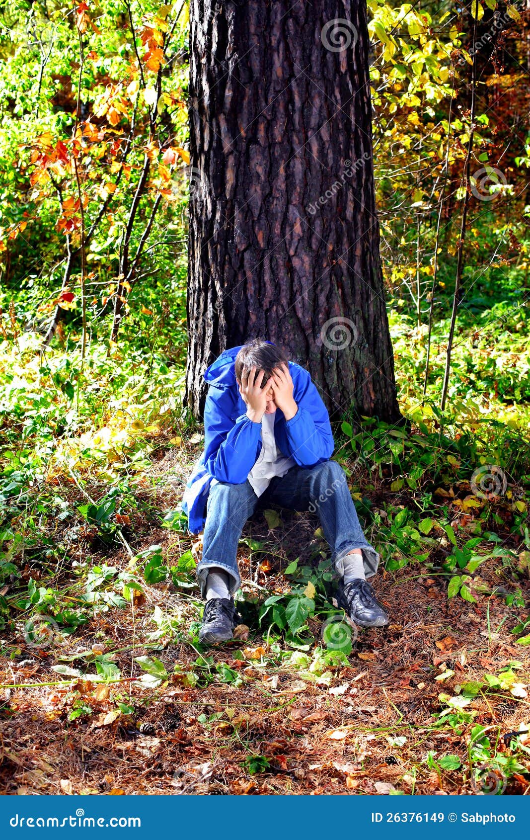 Sorrowful young man stock image. Image of park, misfortune - 26376149