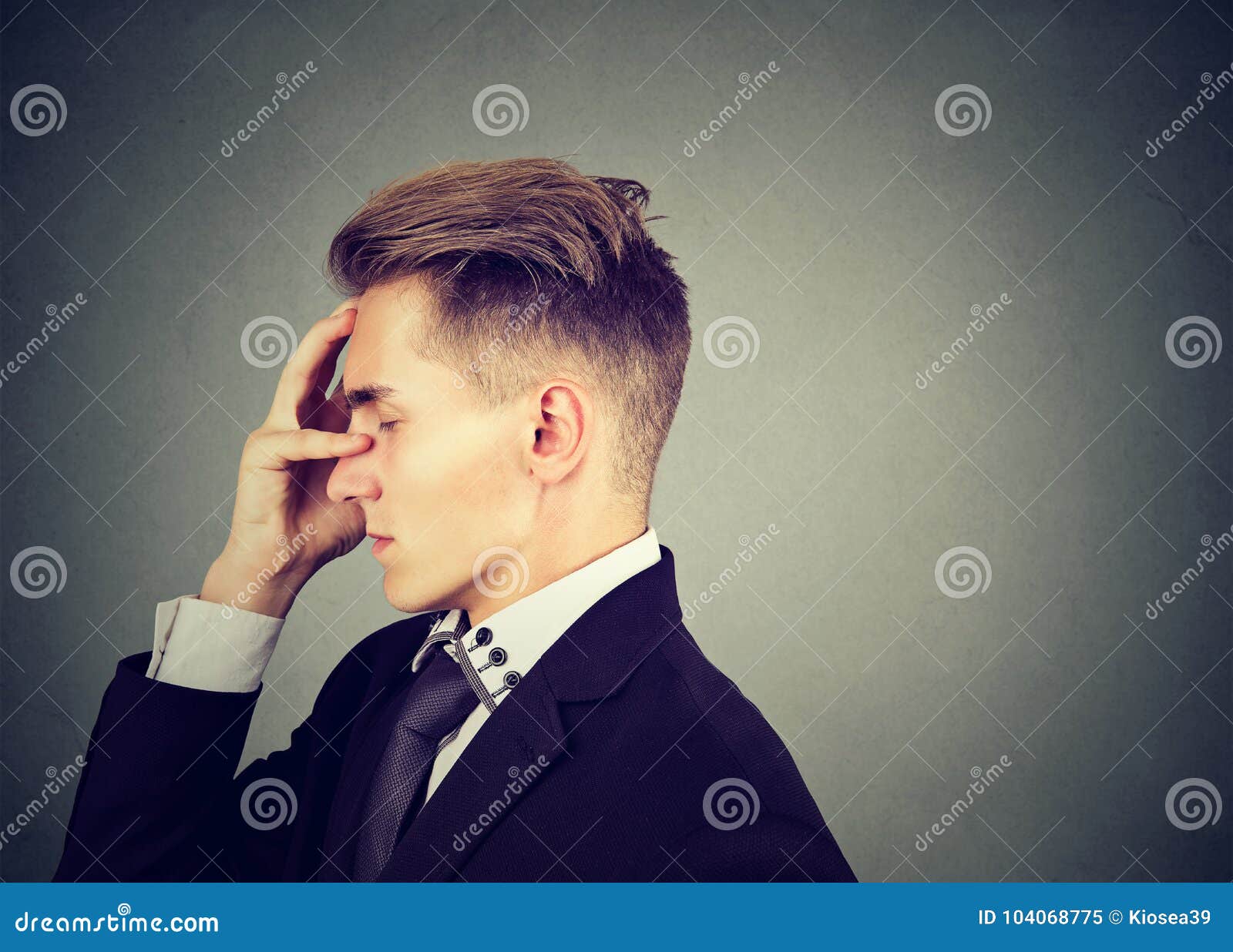 Sorrowful Sad Man Thoughtful with Worried Face Expression Stock Image ...
