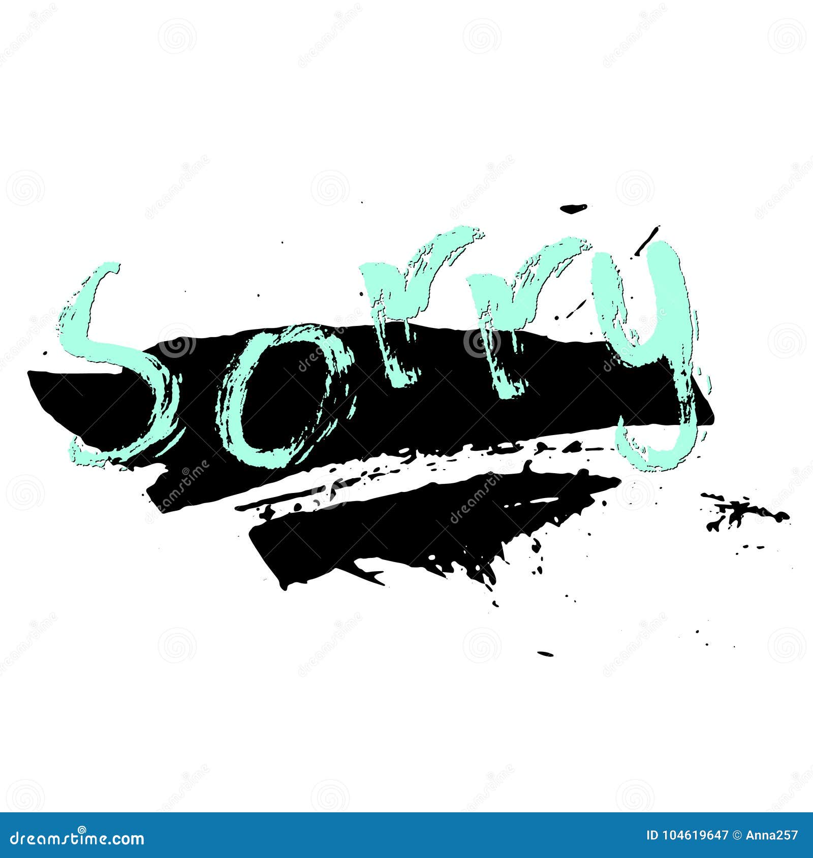 Sorry in calligraphy brush stock vector. Illustration of plate - 104619647