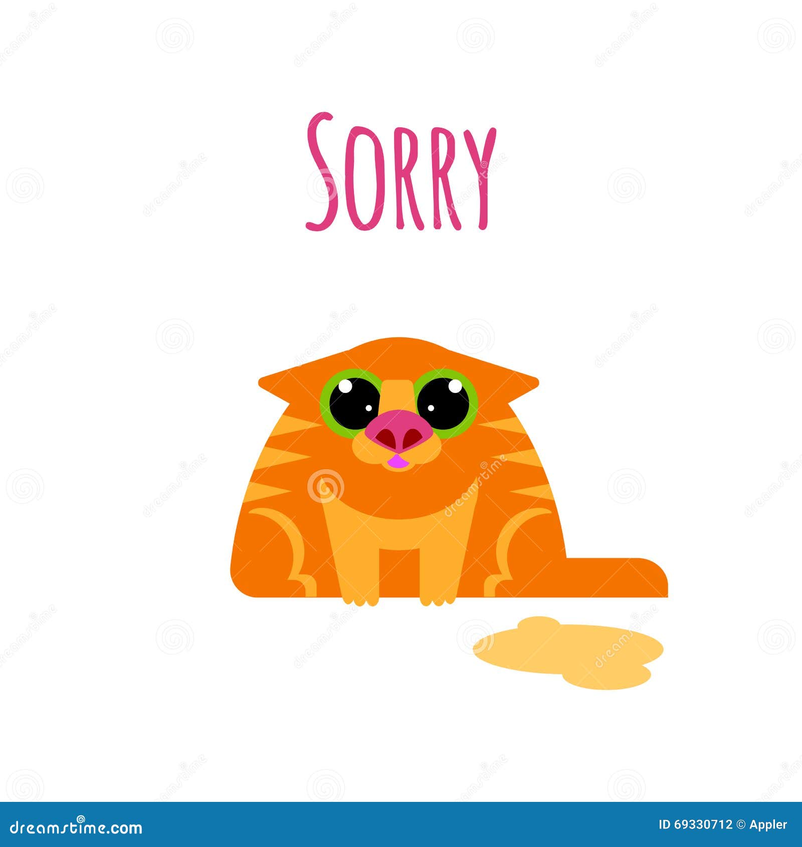Sorry card with cat stock illustration. Illustration of deadline - 69330712