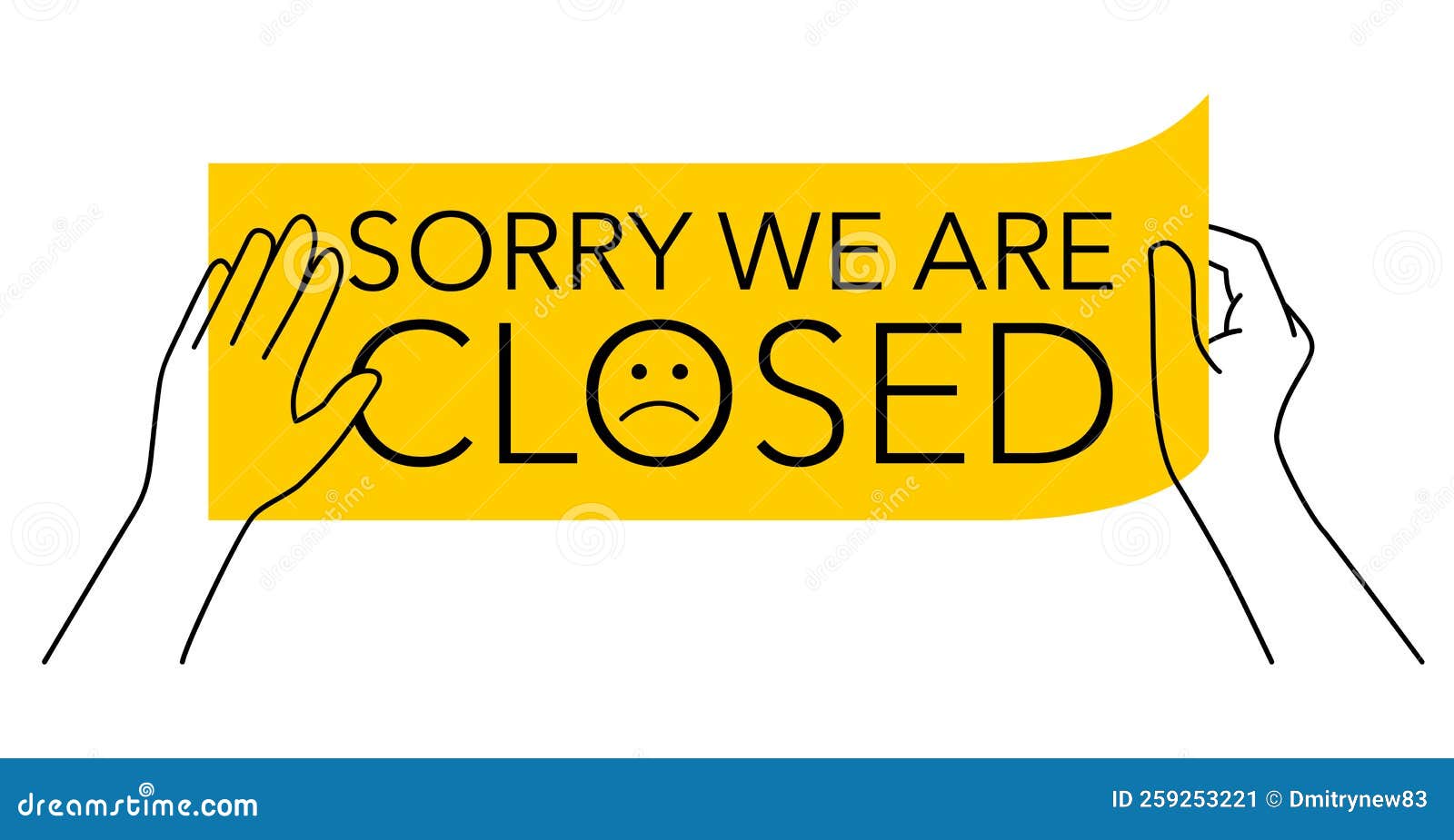 Sorry we are Closed - Hands Pasting Sticker with Stock Vector ...