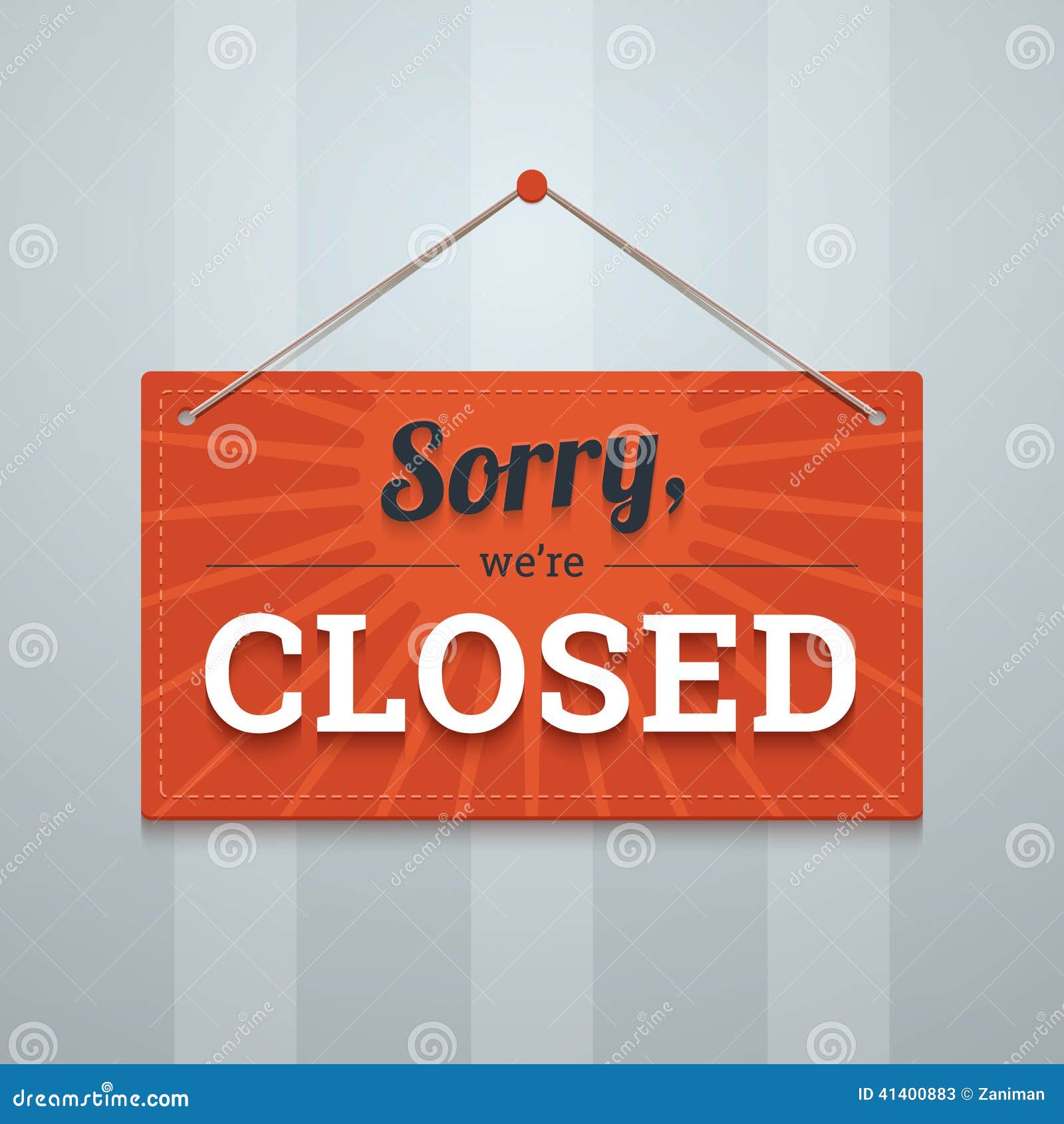 We are Sorry Closed Red Sign on a Wall. Stock Vector - Illustration of ...