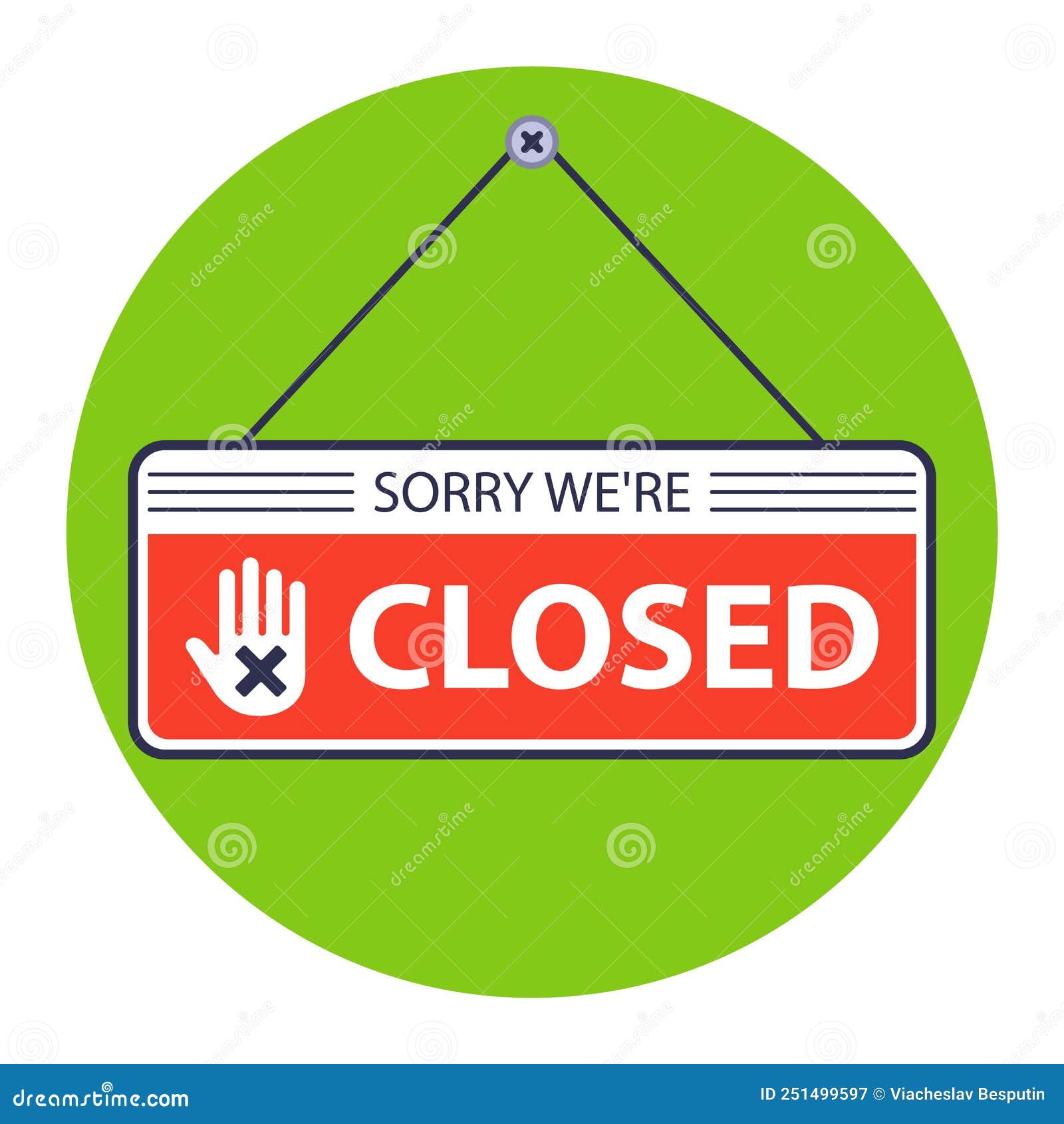 Sorry, Closed. a Sign is Hanging on the Door of the Store Stock Vector ...