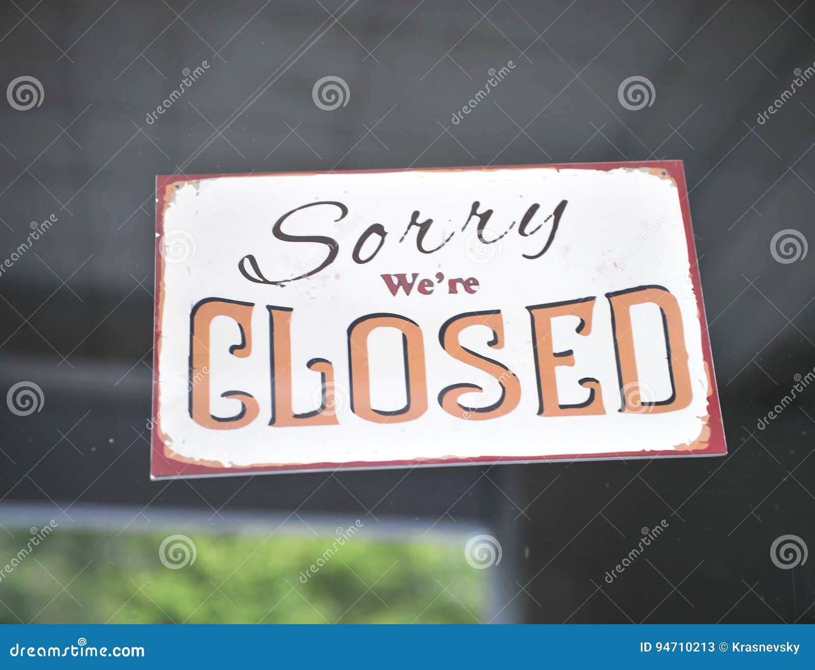 Sorry we are closed sign stock image. Image of label - 94710213