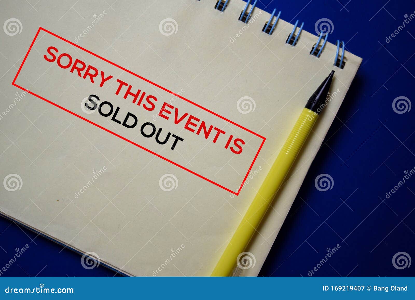 Sorry this Event is Sold Out Write on a Book Isolated on Blue ...