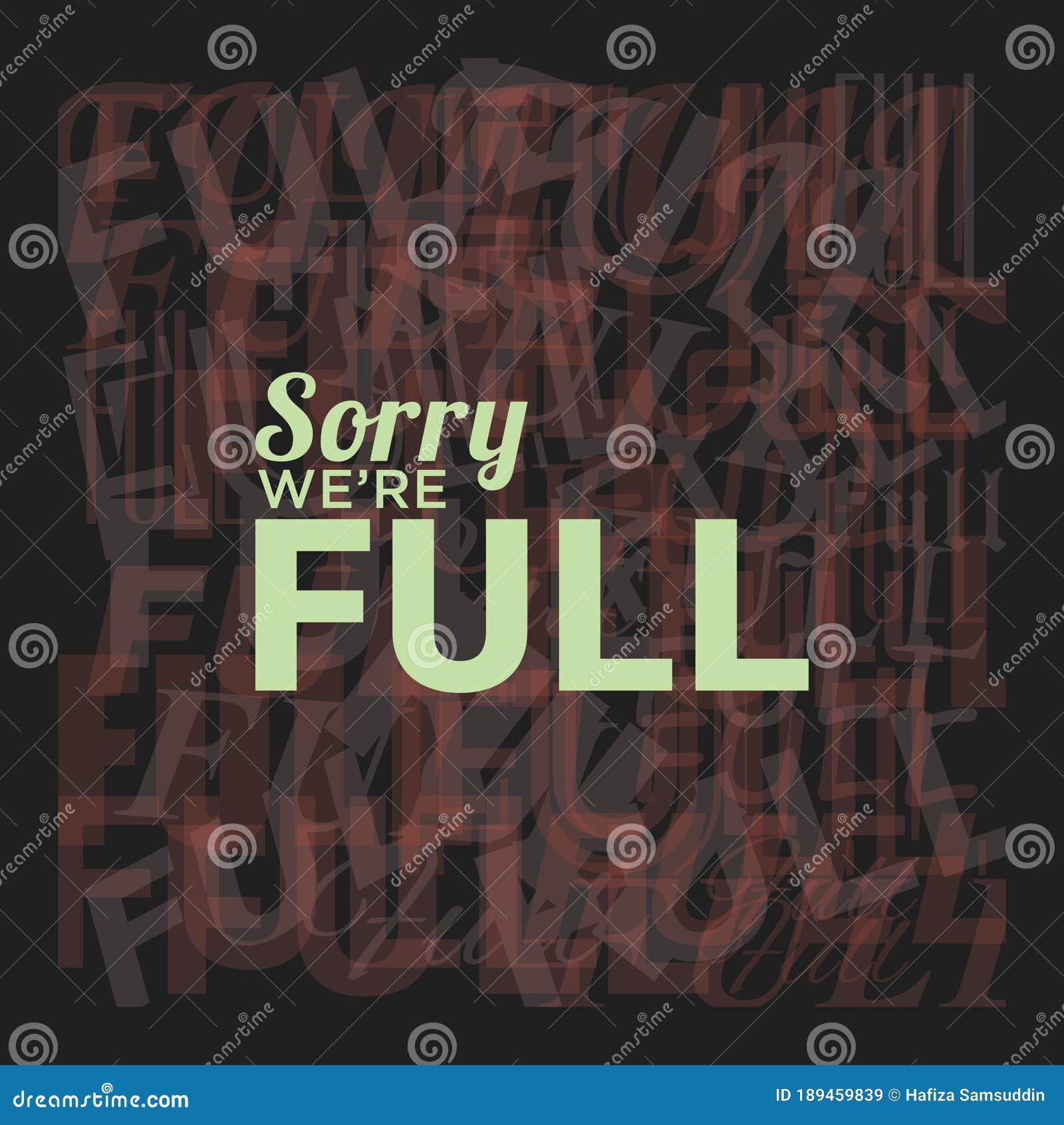 Sorry we are Full Poster. Vector Illustration Decorative Design Stock ...
