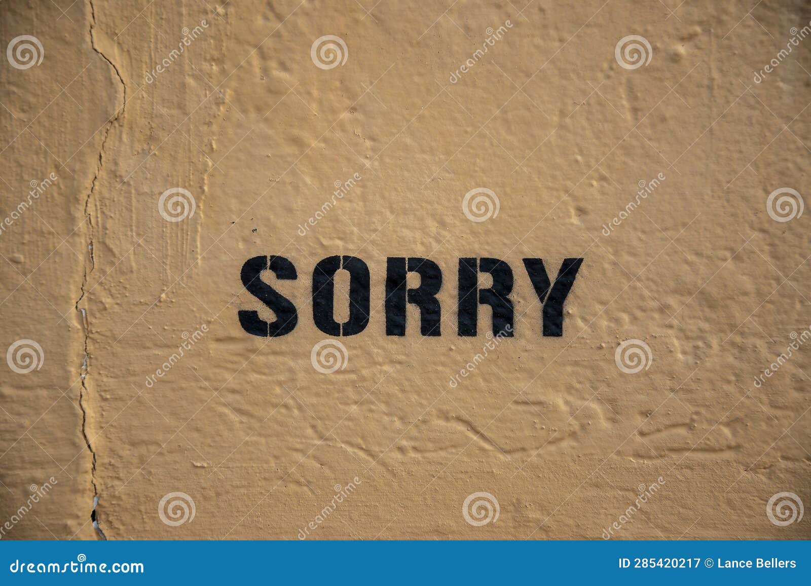 Sorry Graffiti Sprayed Using Stencil on Plaster Wall Stock Image ...