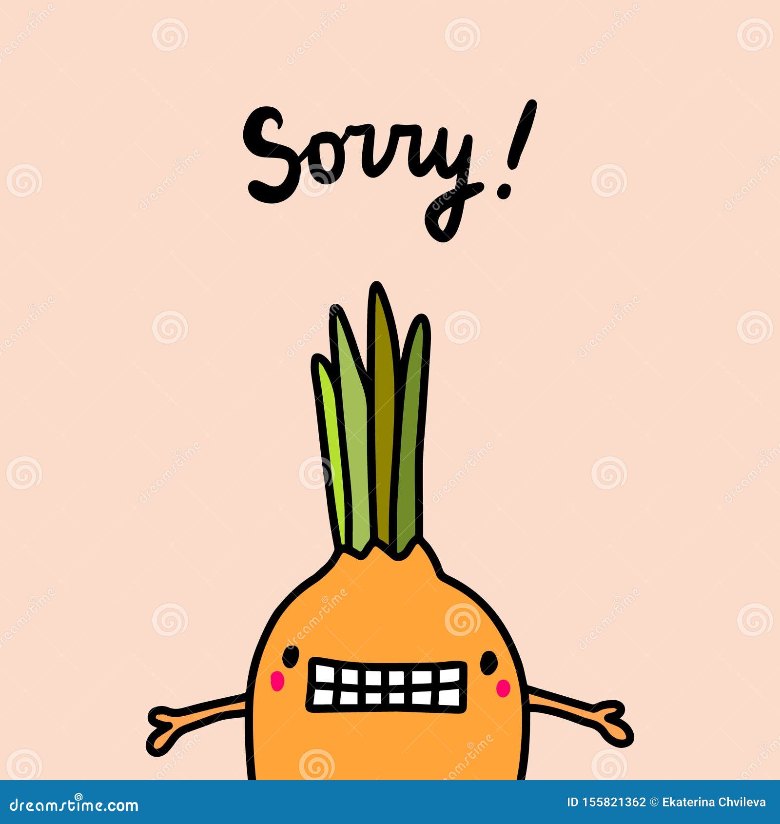Sorry Hand Drawn Vector Illustration in Cartoon Style Onion Stock ...
