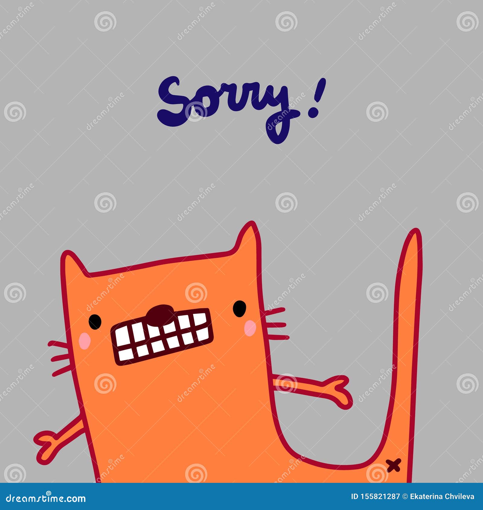 Sorry Hand Drawn Vector Illustration with Cute Cat Stock Illustration ...