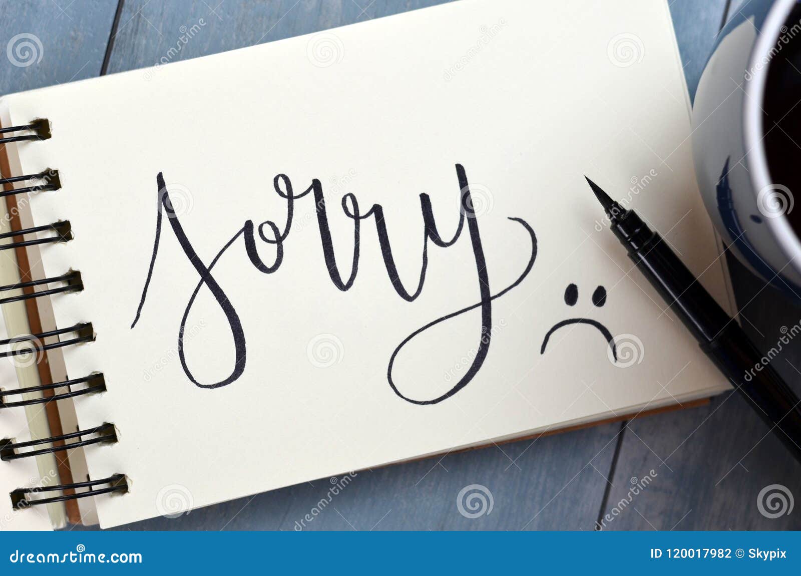 SORRY Hand-lettered in Notepad Stock Photo - Image of miss ...