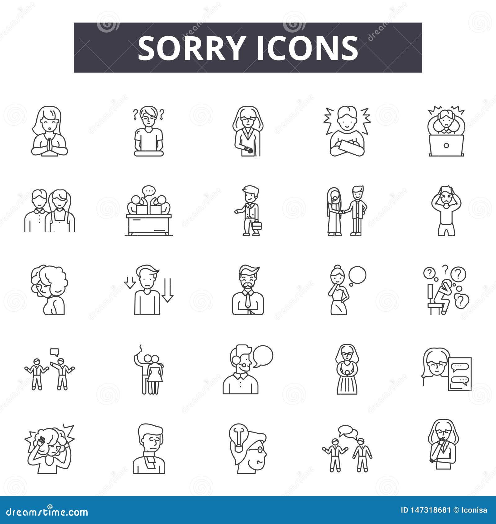 Sorry Line Icons, Signs, Vector Set, Linear Concept, Outline ...