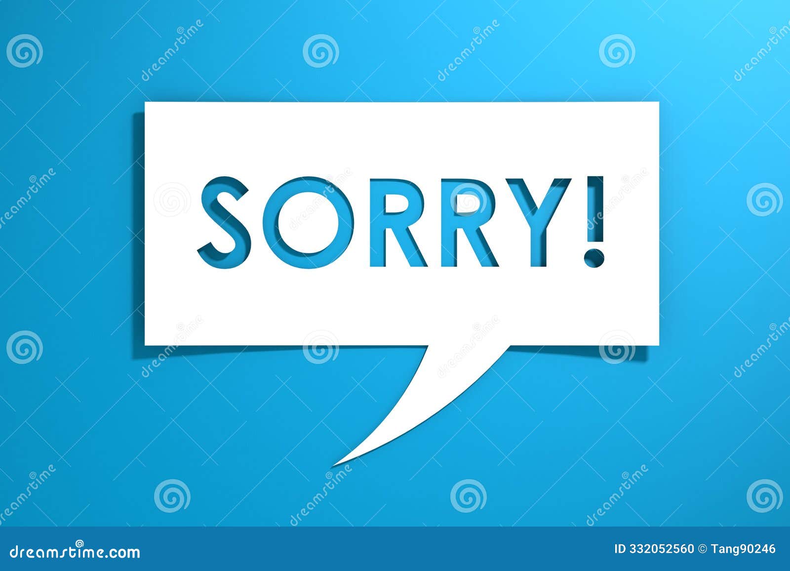 Sorry Message on White Speak Bubble Stock Illustration - Illustration ...