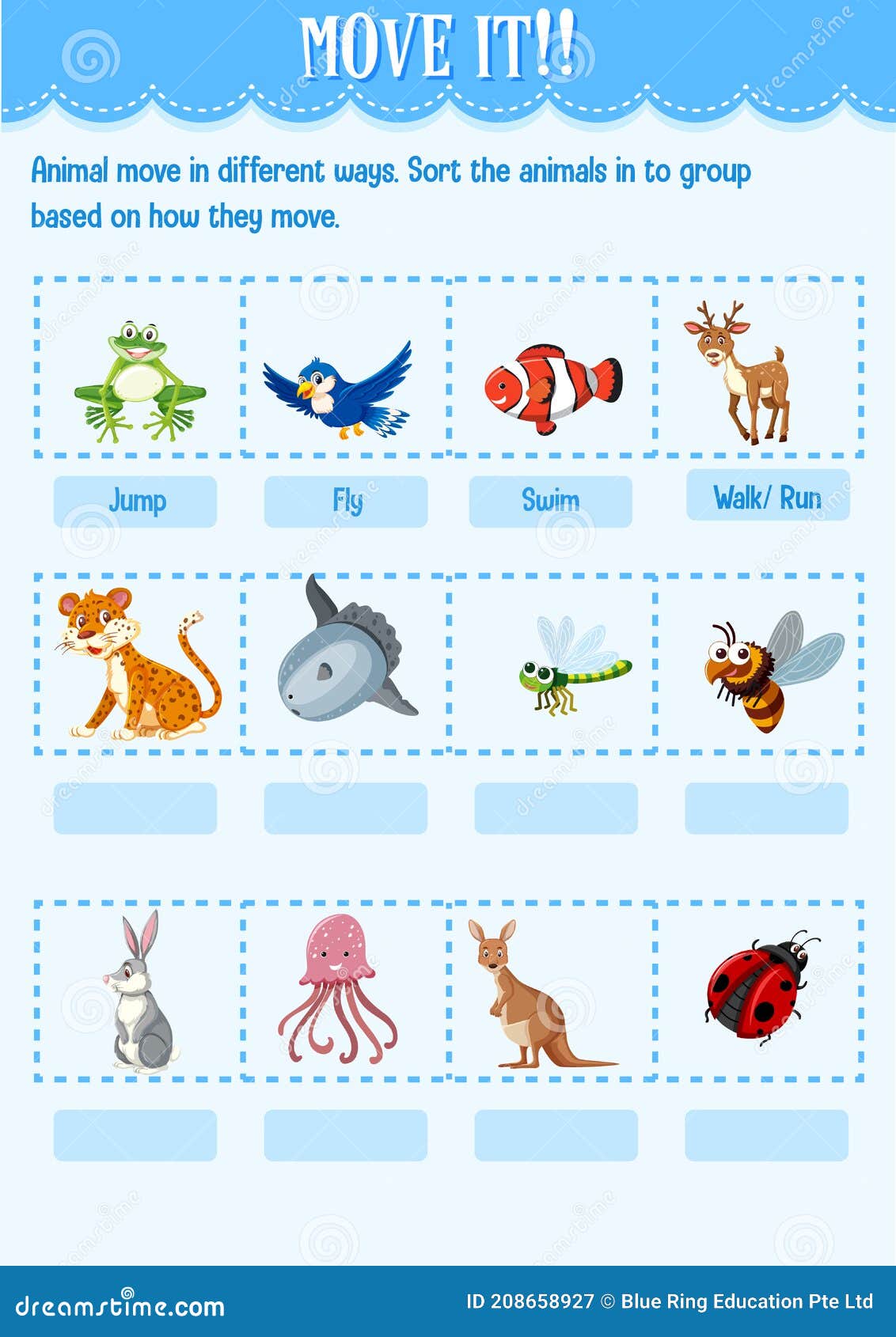 Sort the Animal into the Group Based on How they Move Worksheet for ...