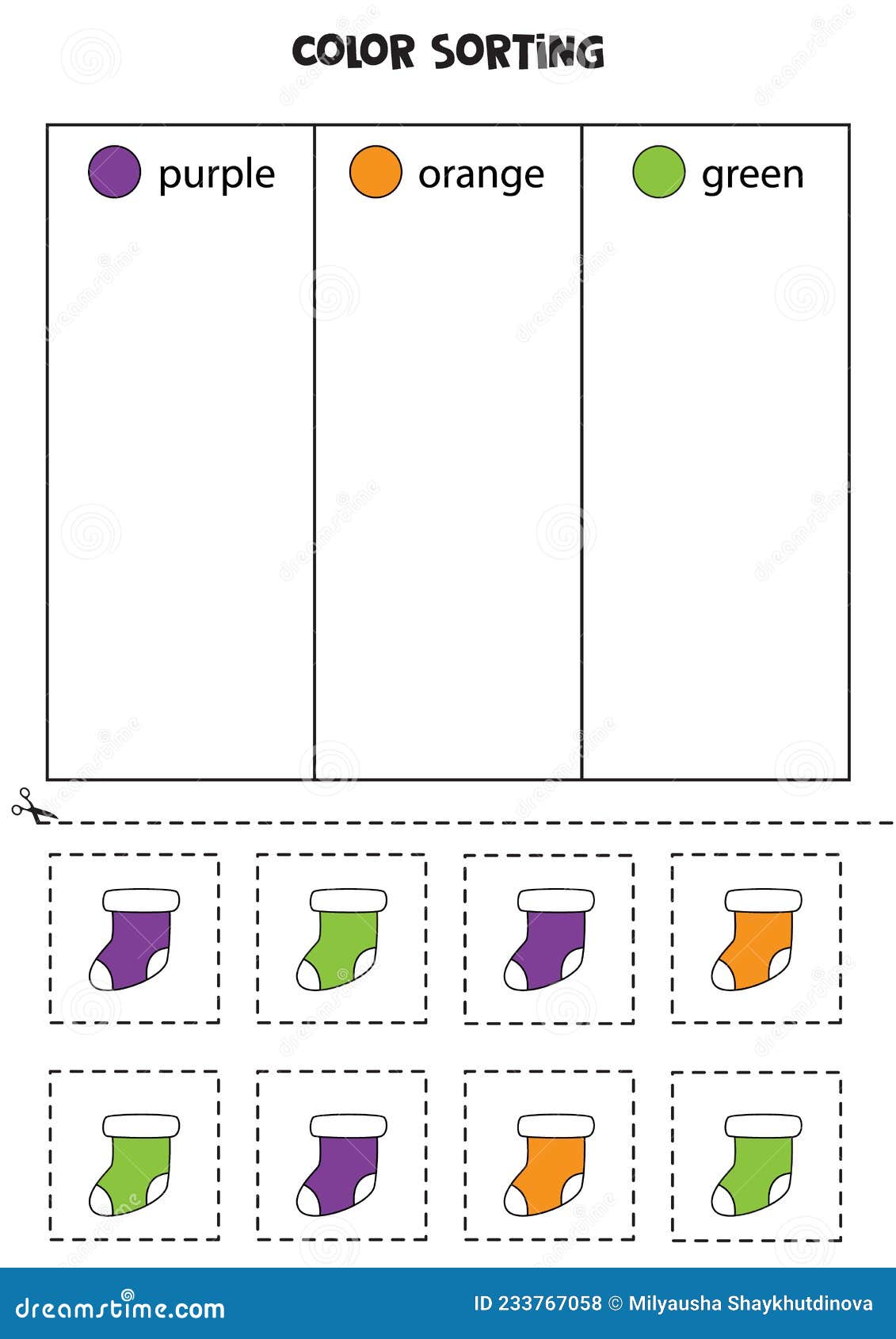 Sort Christmas Socks by Colors. Learning Colors for Children. Stock ...