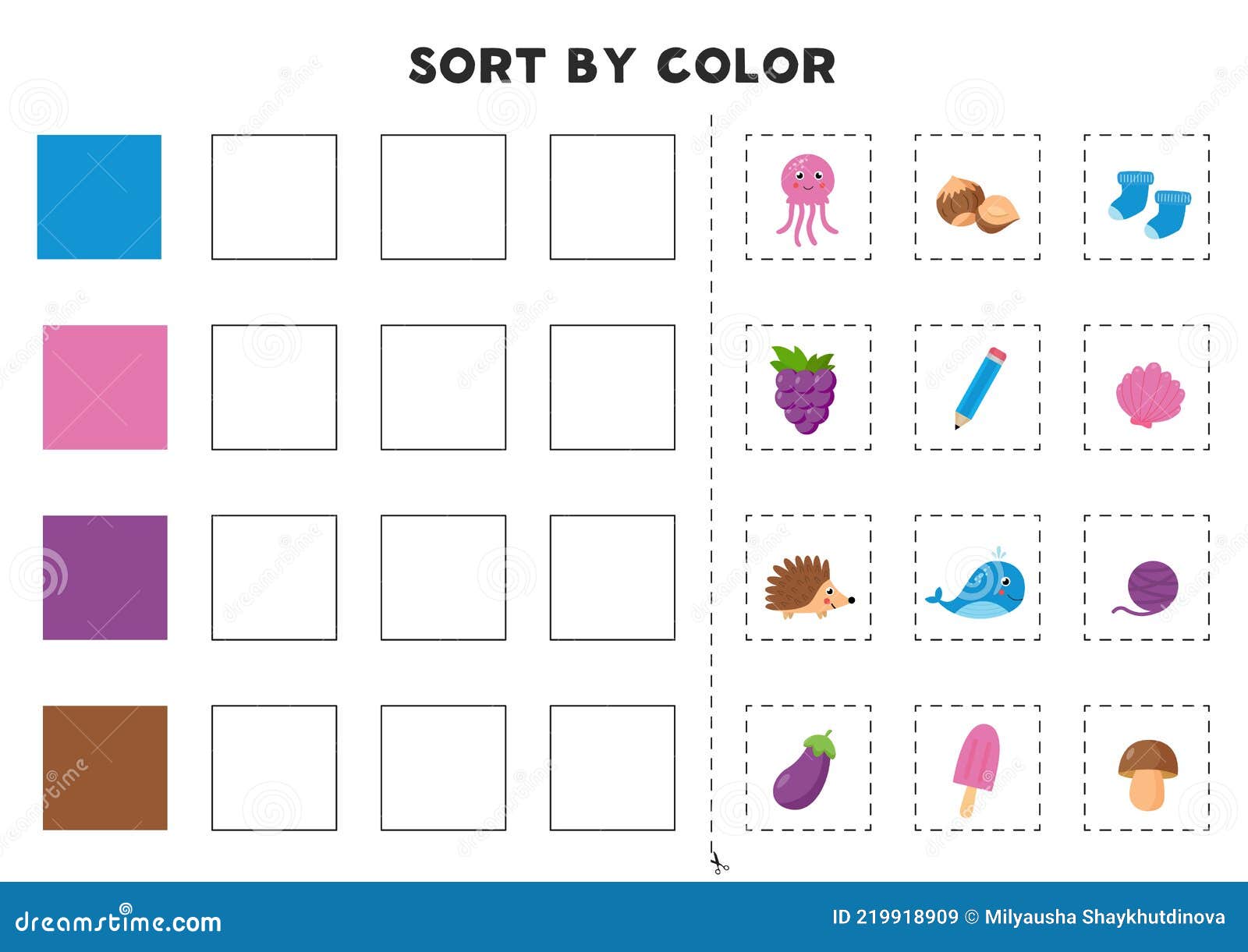 Sort by Color. Educational Game for Learning Primary Colors. Stock ...