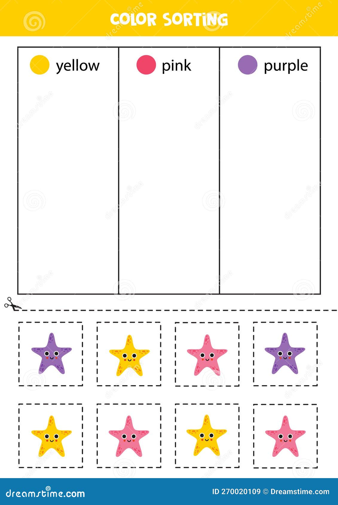 Sort Cute Starfish by Colors. Learning Colors for Children Stock Vector ...