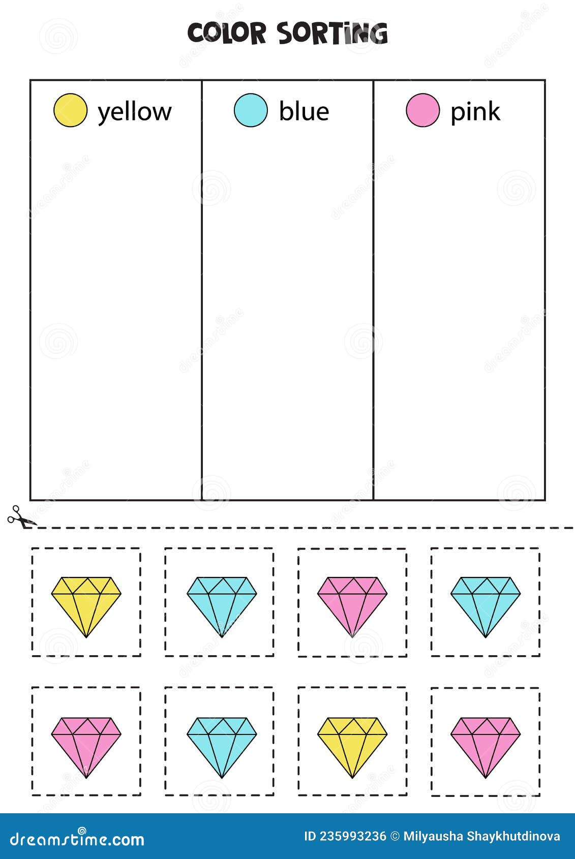Sort Diamonds by Colors. Learning Colors for Children. Stock Vector ...