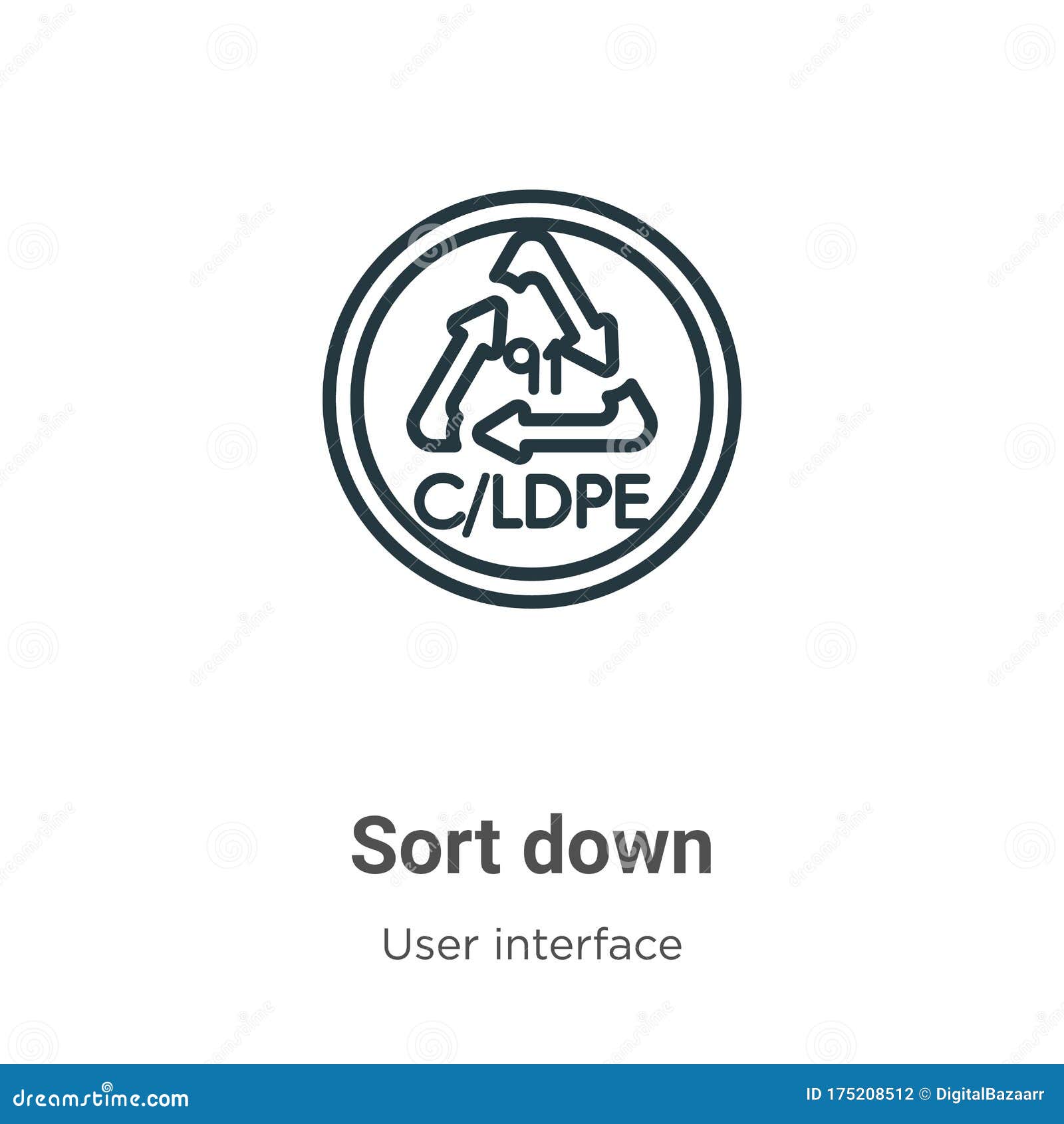 Sort Down Outline Vector Icon. Thin Line Black Sort Down Icon, Flat ...