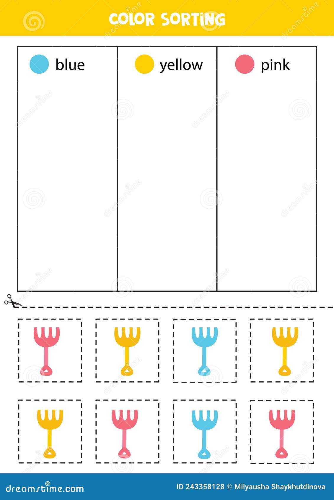 Sort Forks by Colors. Learning Colors for Children. Stock Vector ...