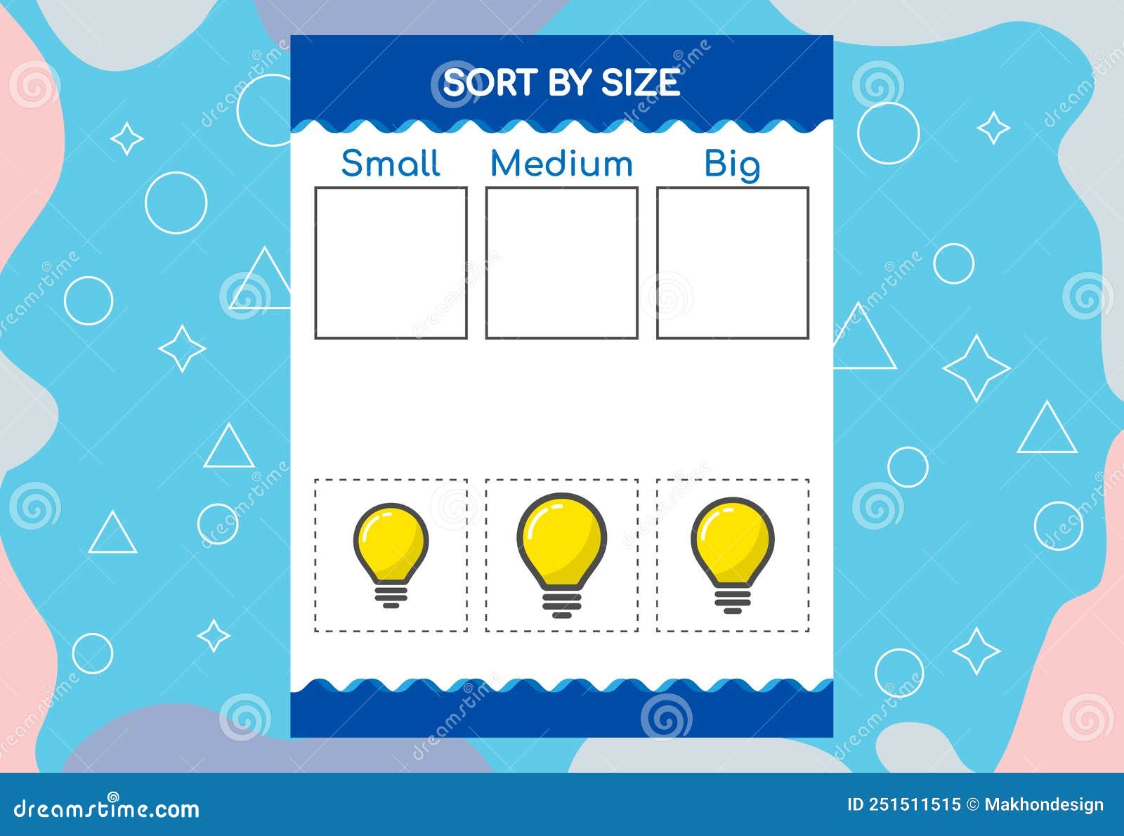 Sort Images by Size. Educational Worksheet for Kids Stock Vector ...