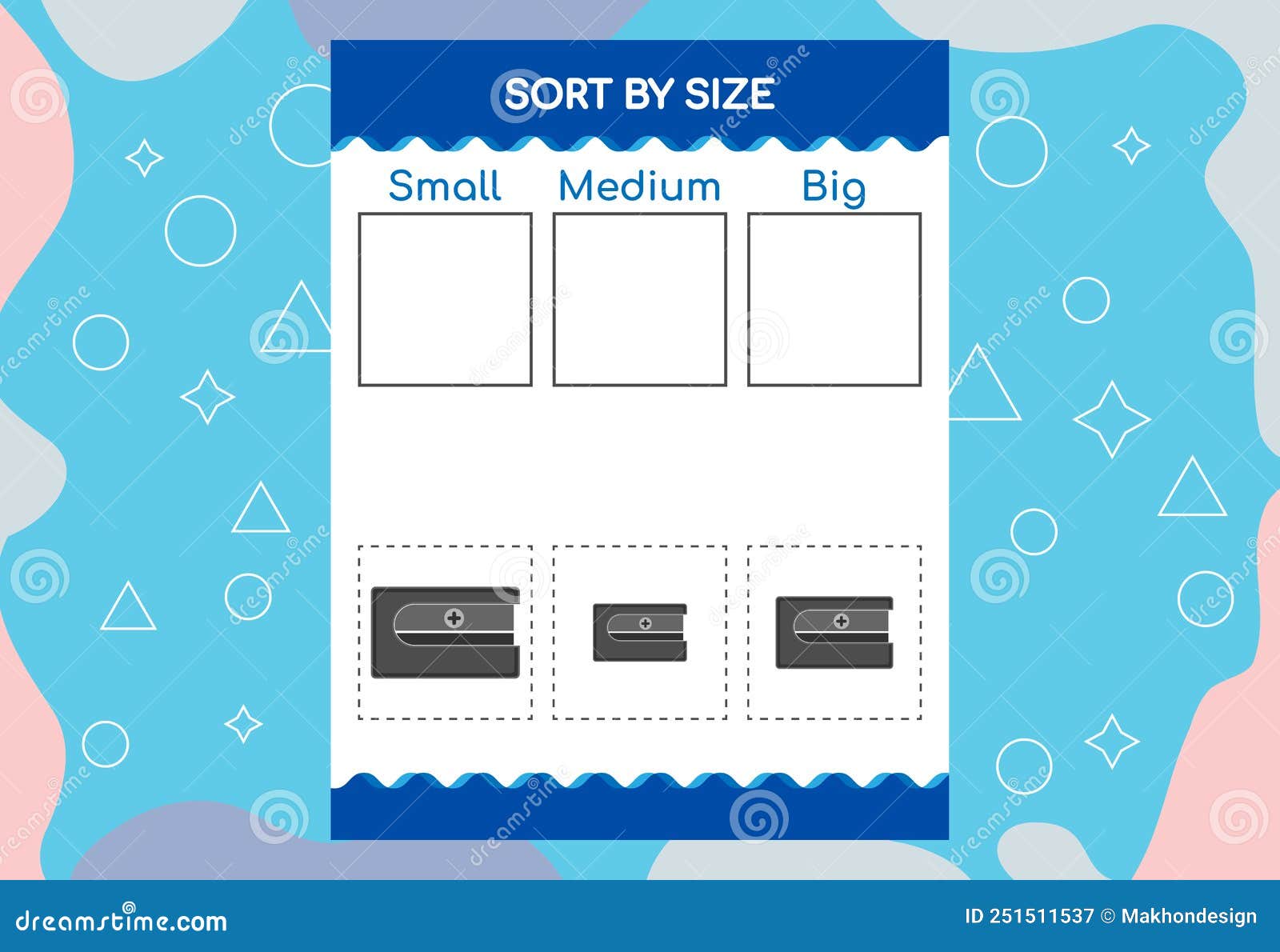 Sort Images by Size. Educational Worksheet for Kids Stock Vector ...