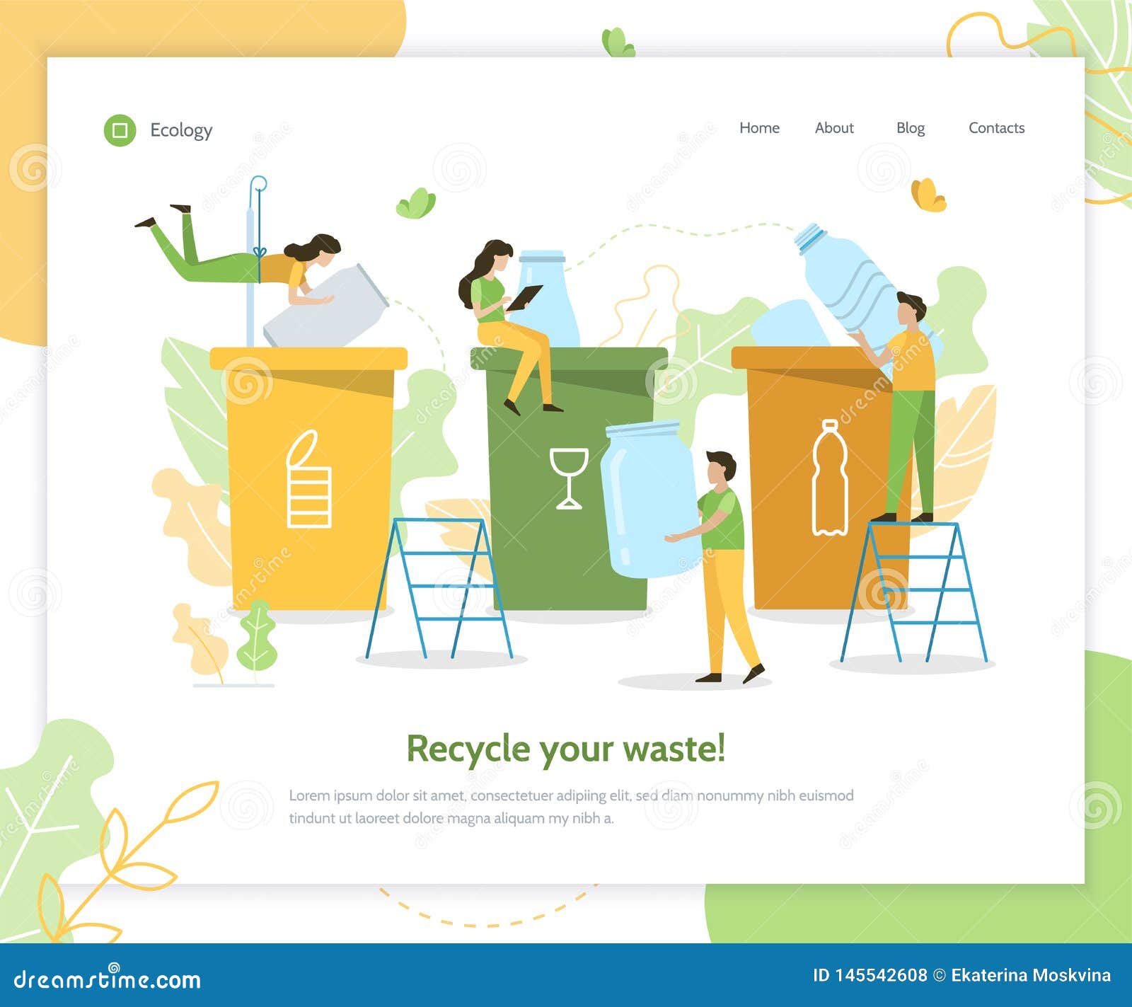 Sort waste web banner stock illustration. Illustration of recycle ...