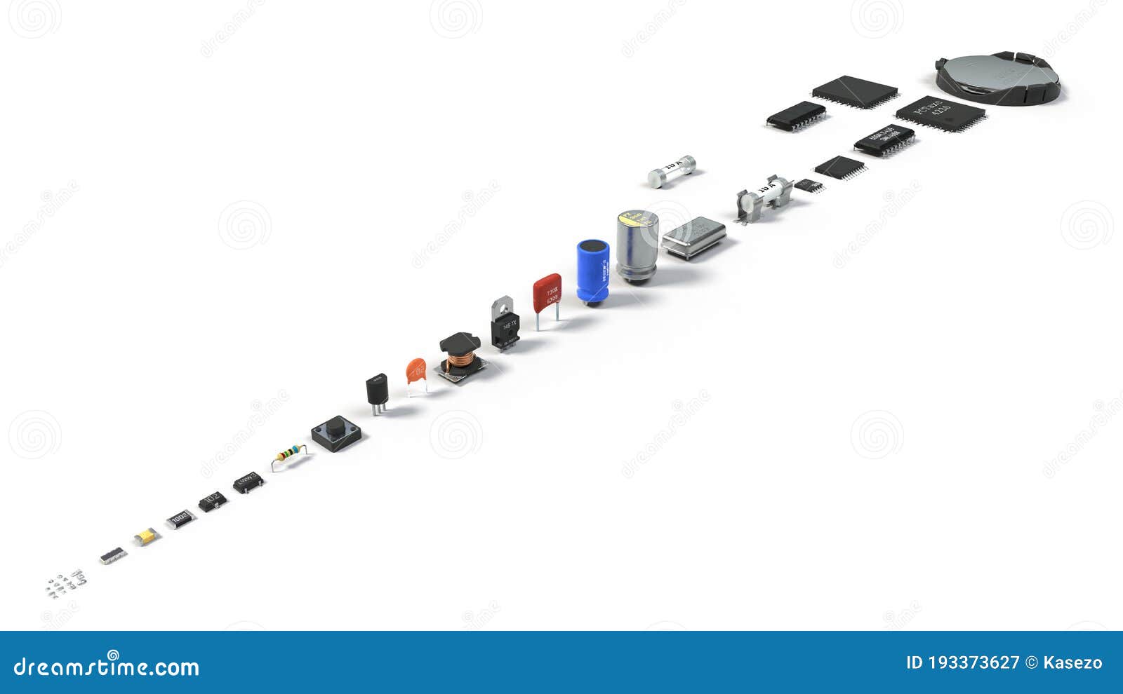 Sorted Computer Electronic Components. 3d Illustration, Stock ...
