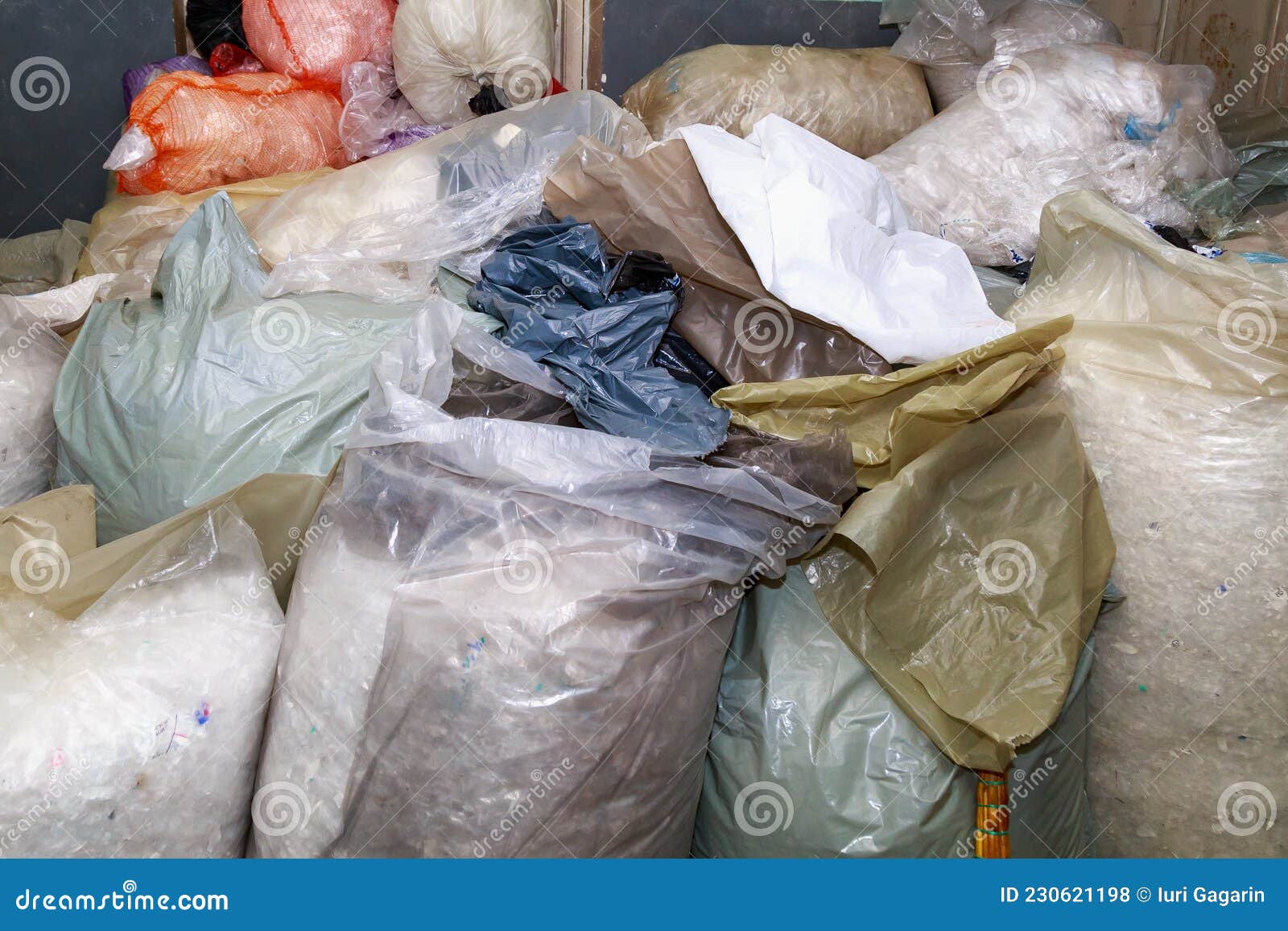 Sorted Plastic and Polyethylene for Recycling. Factory Garbage ...
