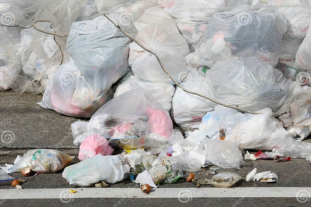 Sorted Raw Garbage Bags or Waste Bag Stock Photo - Image of food, rock ...