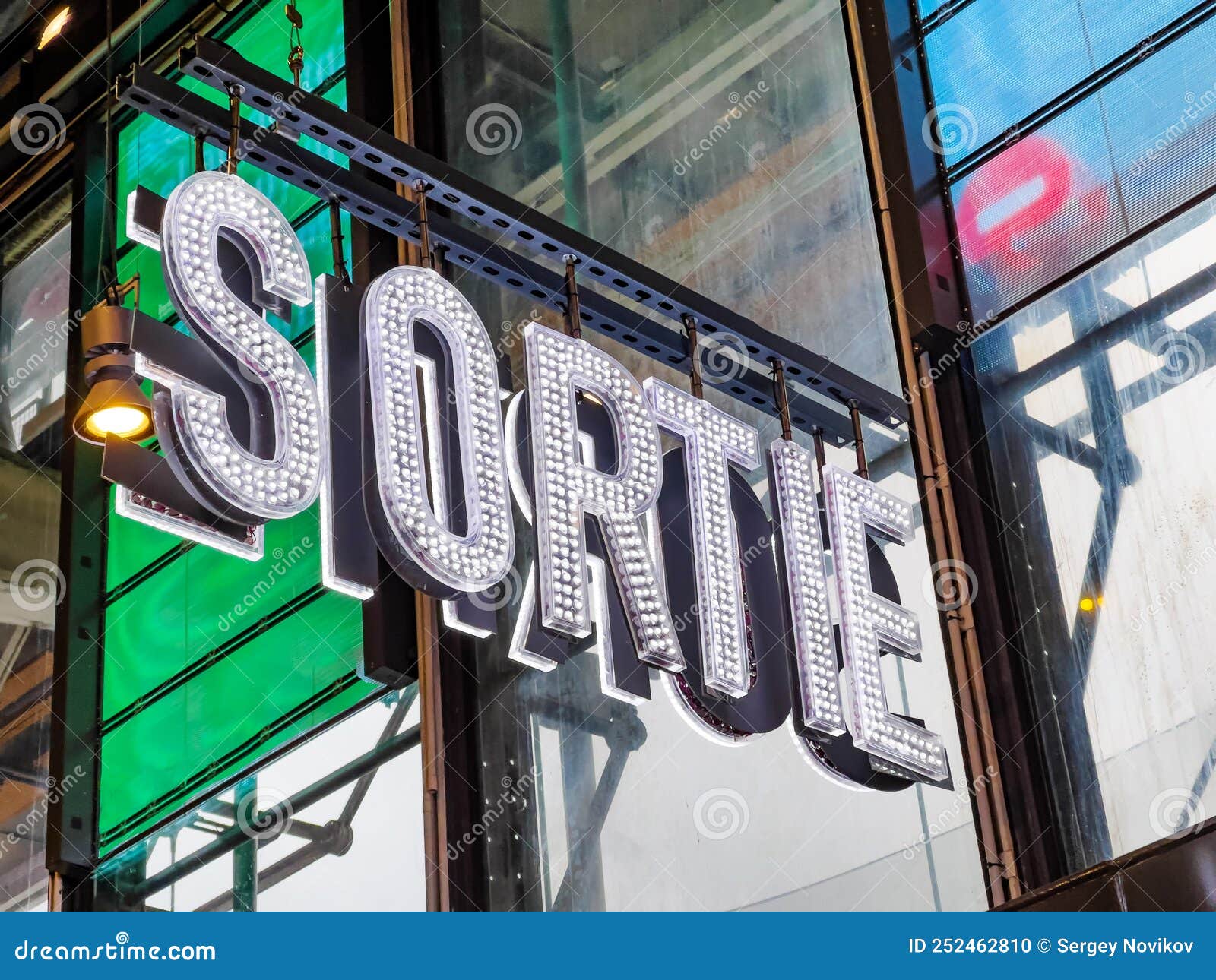 Sortie French Sign - Exit or Evening in the Store Stock Photo - Image ...