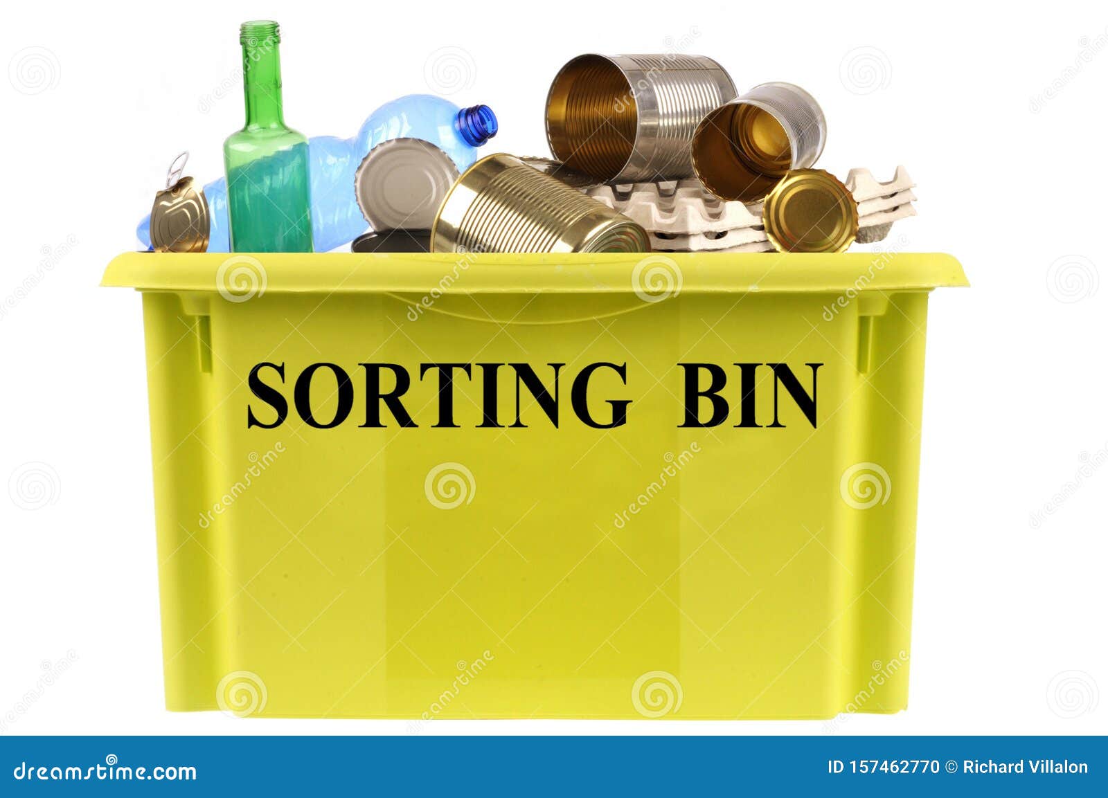 Sorting Bin in Closeup on White Background Stock Photo - Image of white ...