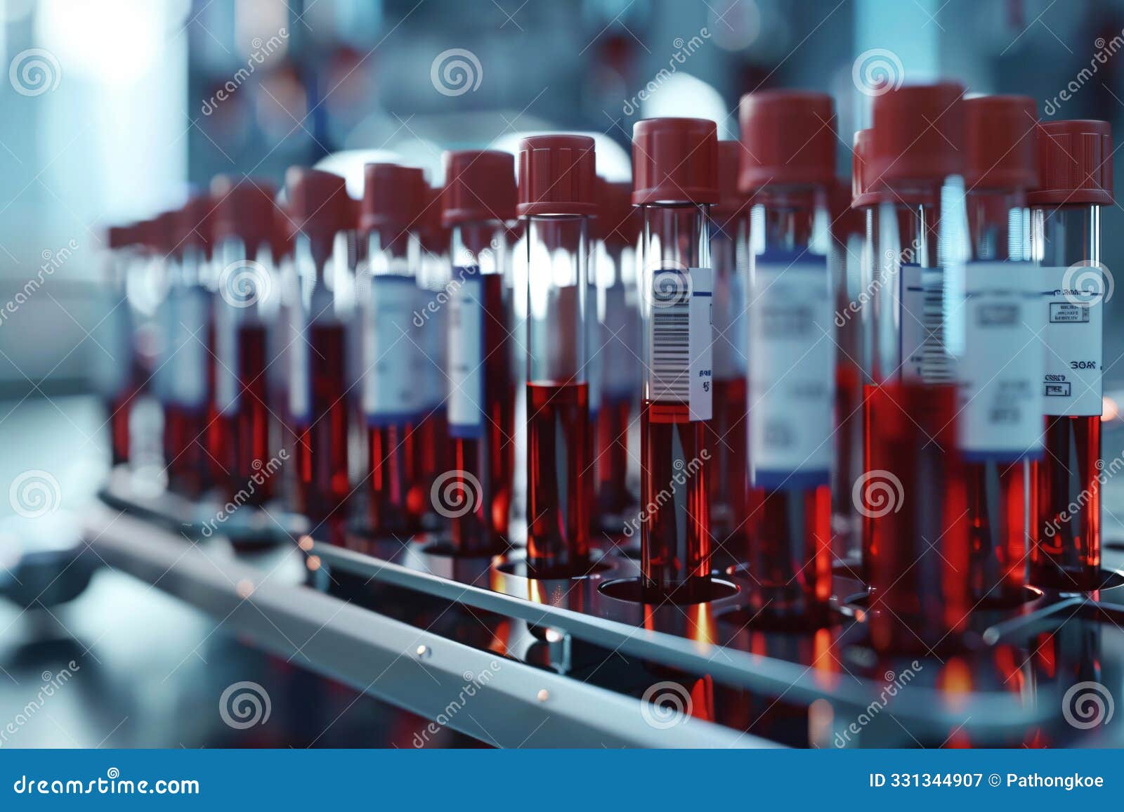 Sorting of Blood Tubes in a Rack in the Analysis Laboratory. Stock ...