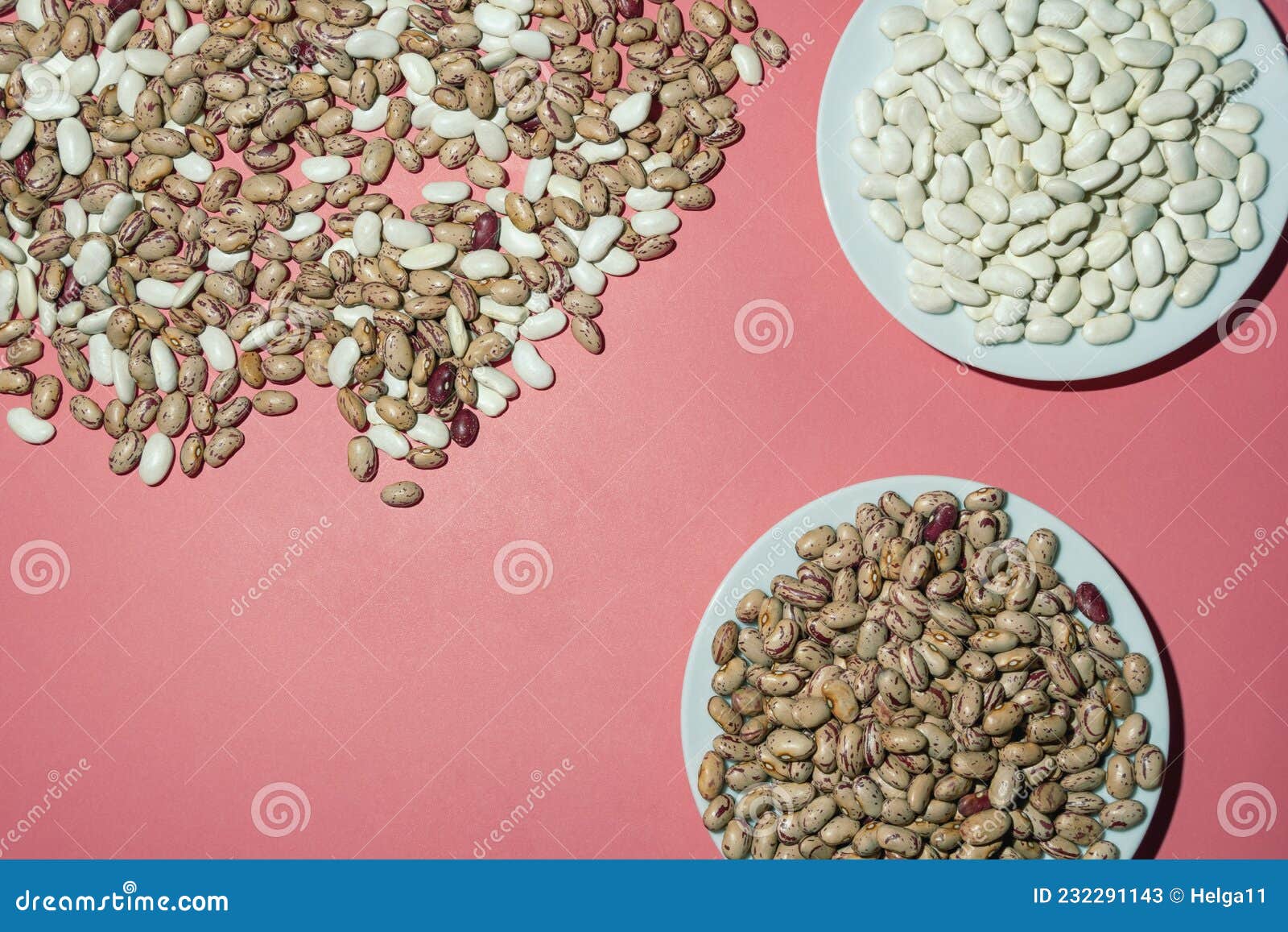 Sorting Concepts. Mixture of White and Brown Beans on Table. Sorting ...