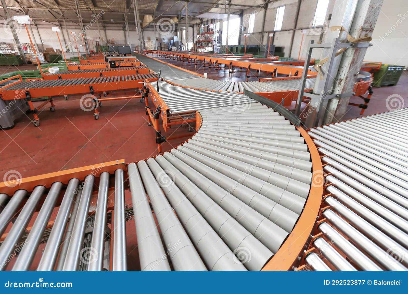 Sorting Conveyor Rollers stock image. Image of warehouse - 292523877