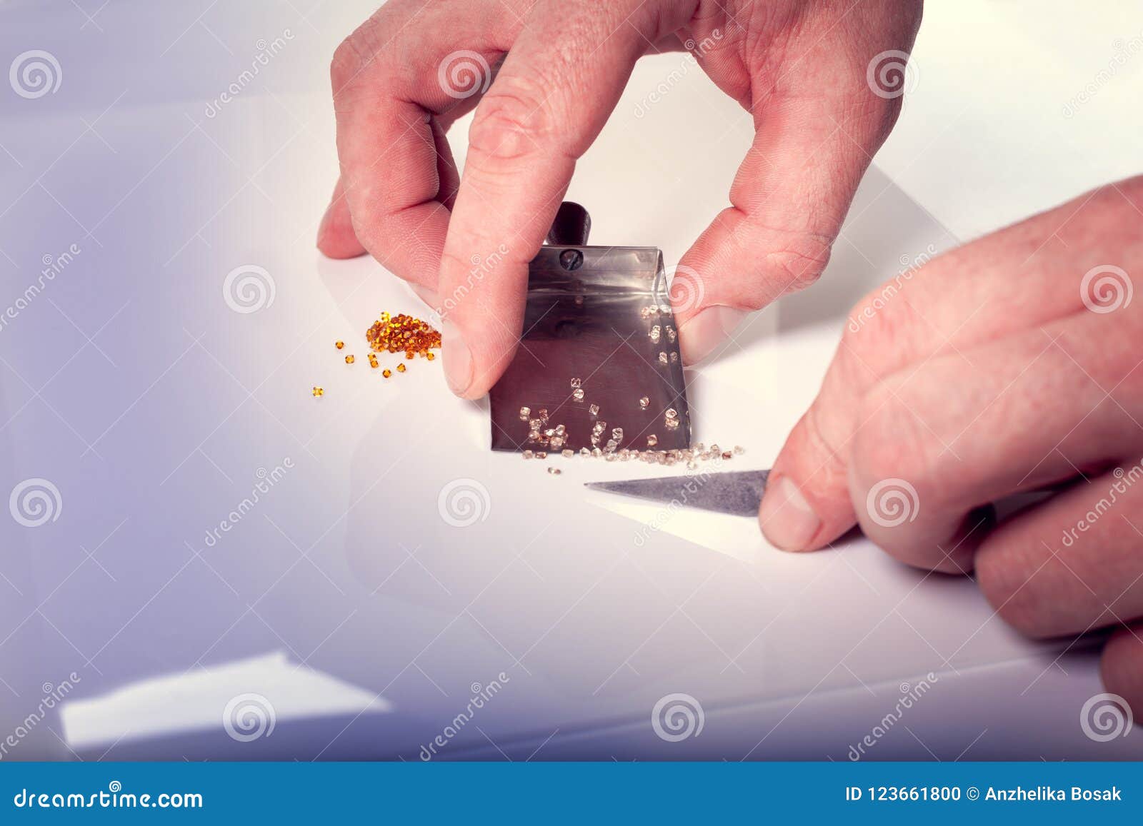 Sorting of diamonds stock photo. Image of jeweler, investment - 123661800